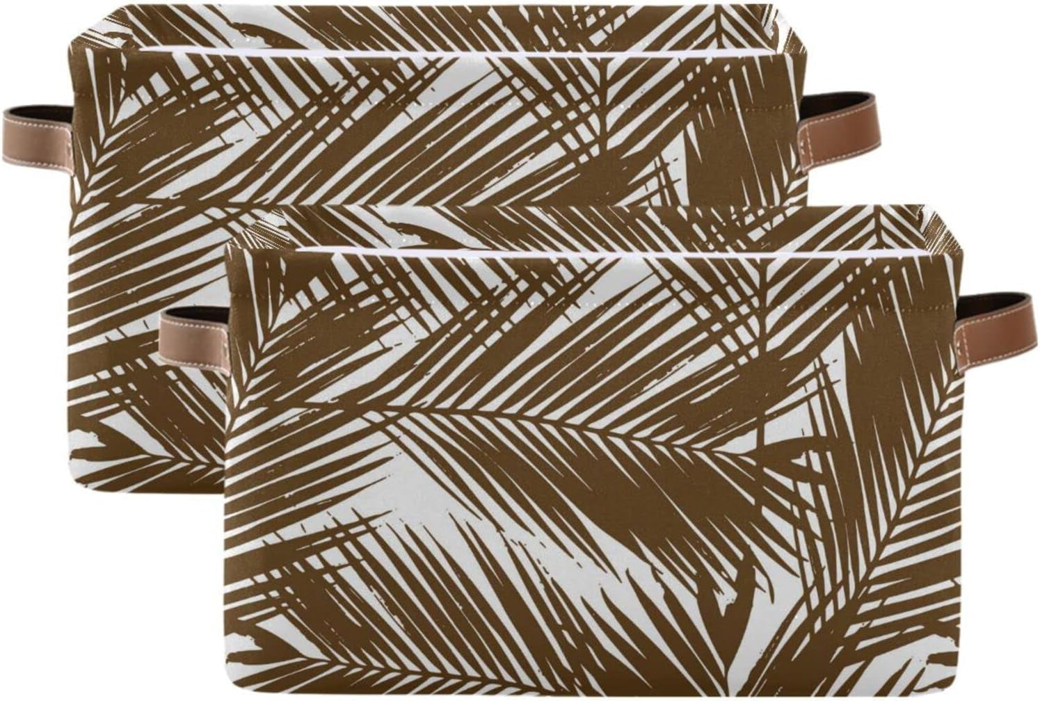 FREEAMG Leaf Coconut Storage Basket with Handles Collapsible Storage ...