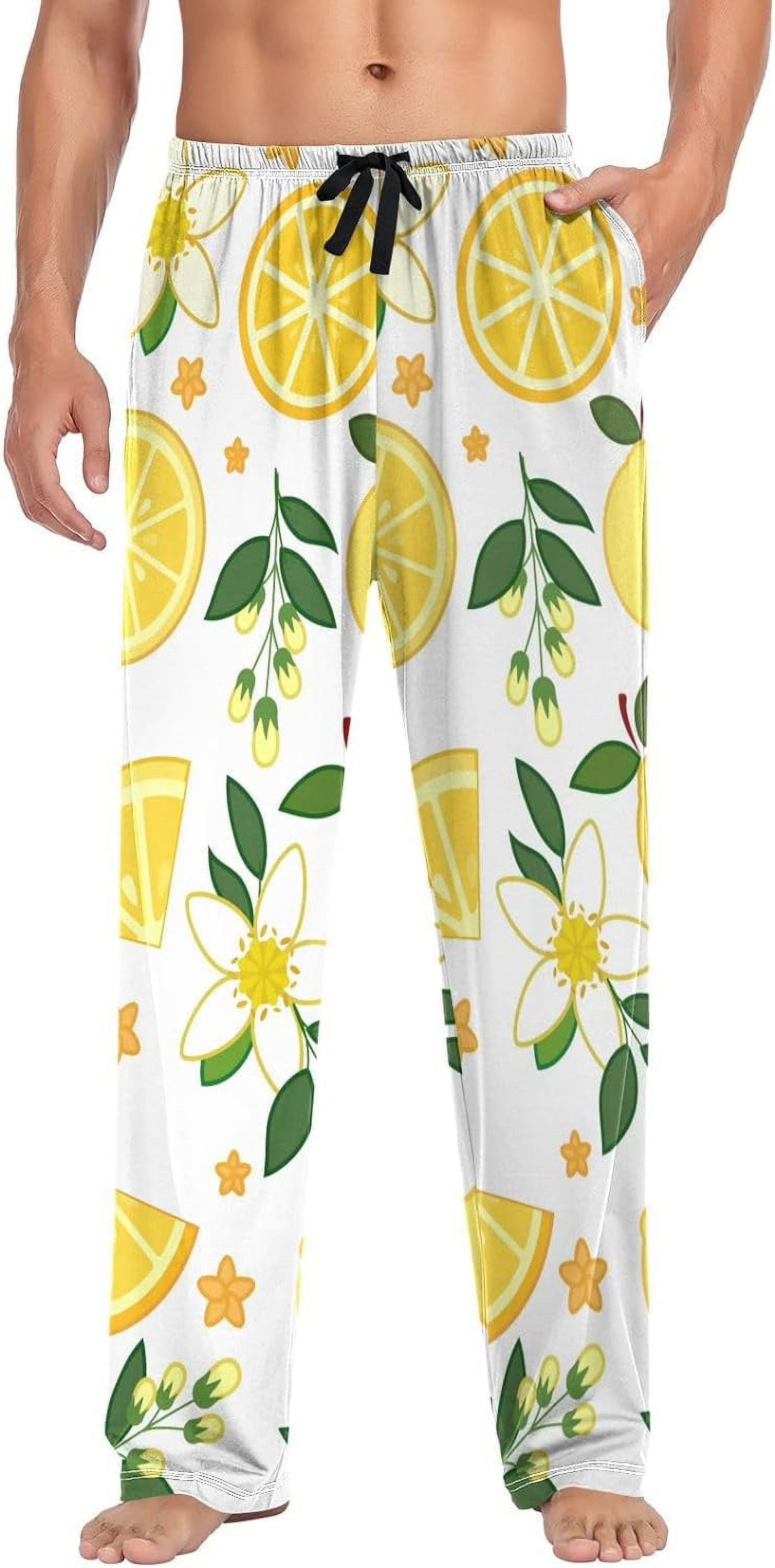 FREEAMG Lemon Cotton Pajama Pant for Men, Super Soft Lightweight Lounge ...