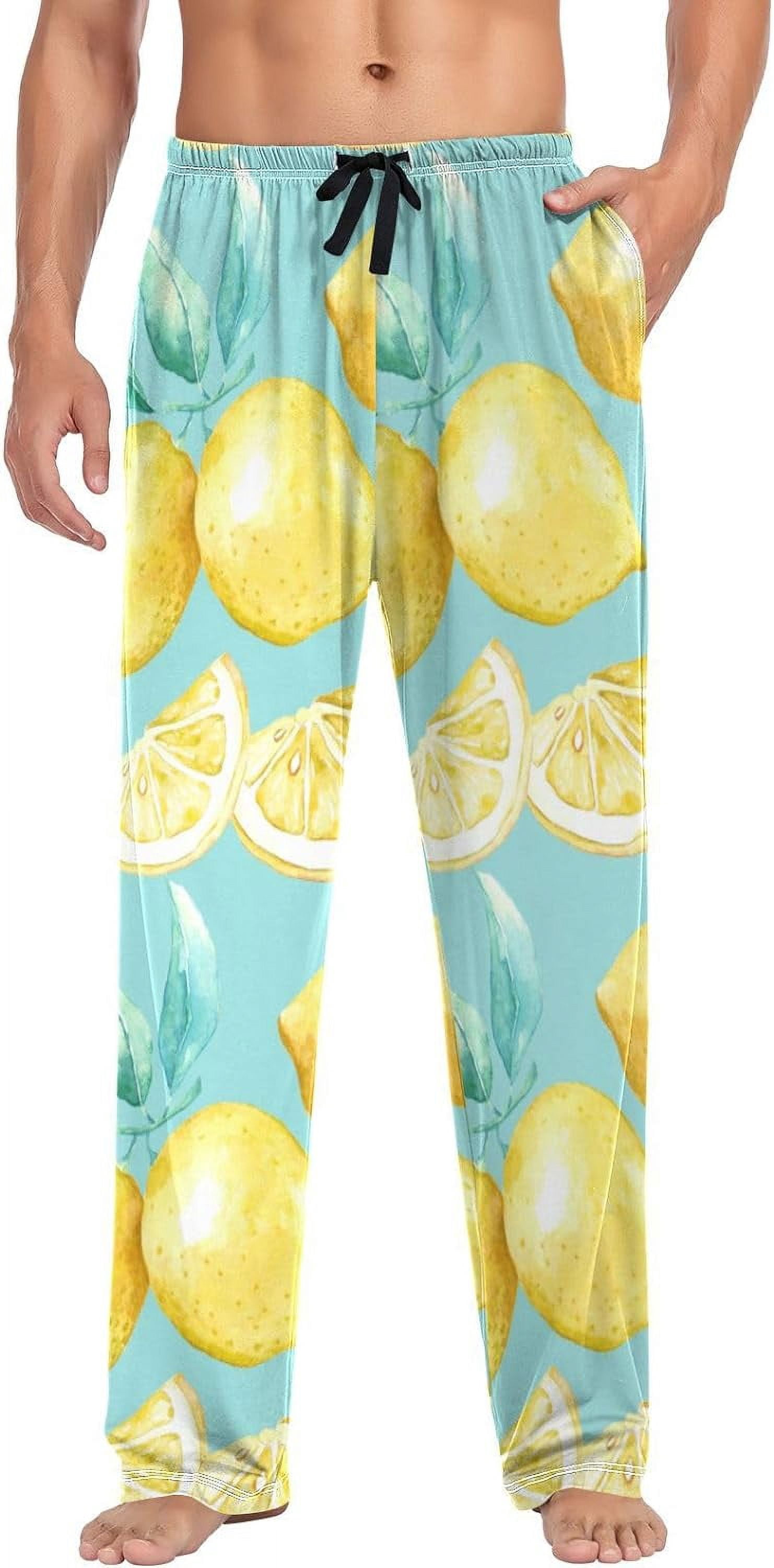 FREEAMG Lemon Cotton Pajama Pant for Men, Super Soft Lightweight Lounge ...