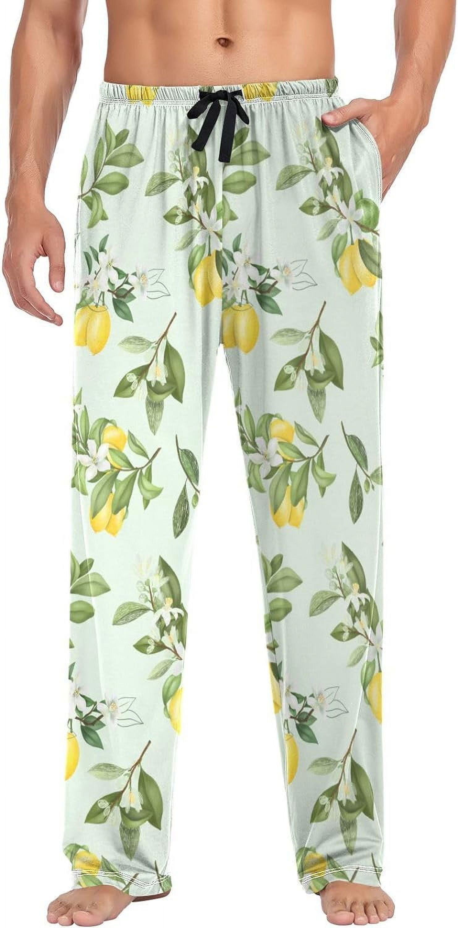 FREEAMG Lemon Cotton Pajama Pant for Men, Super Soft Lightweight Lounge ...