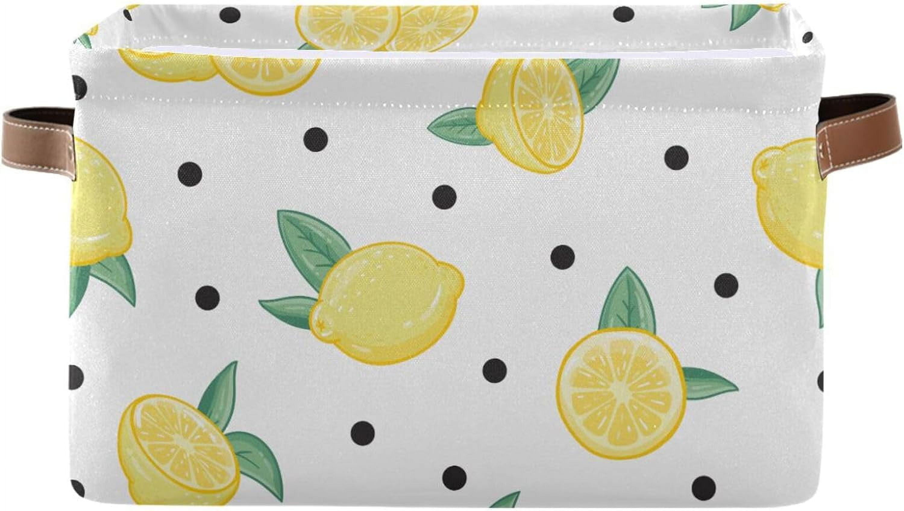 FREEAMG Lemon Storage Basket, Durable Canvas Organizer With Handles ...