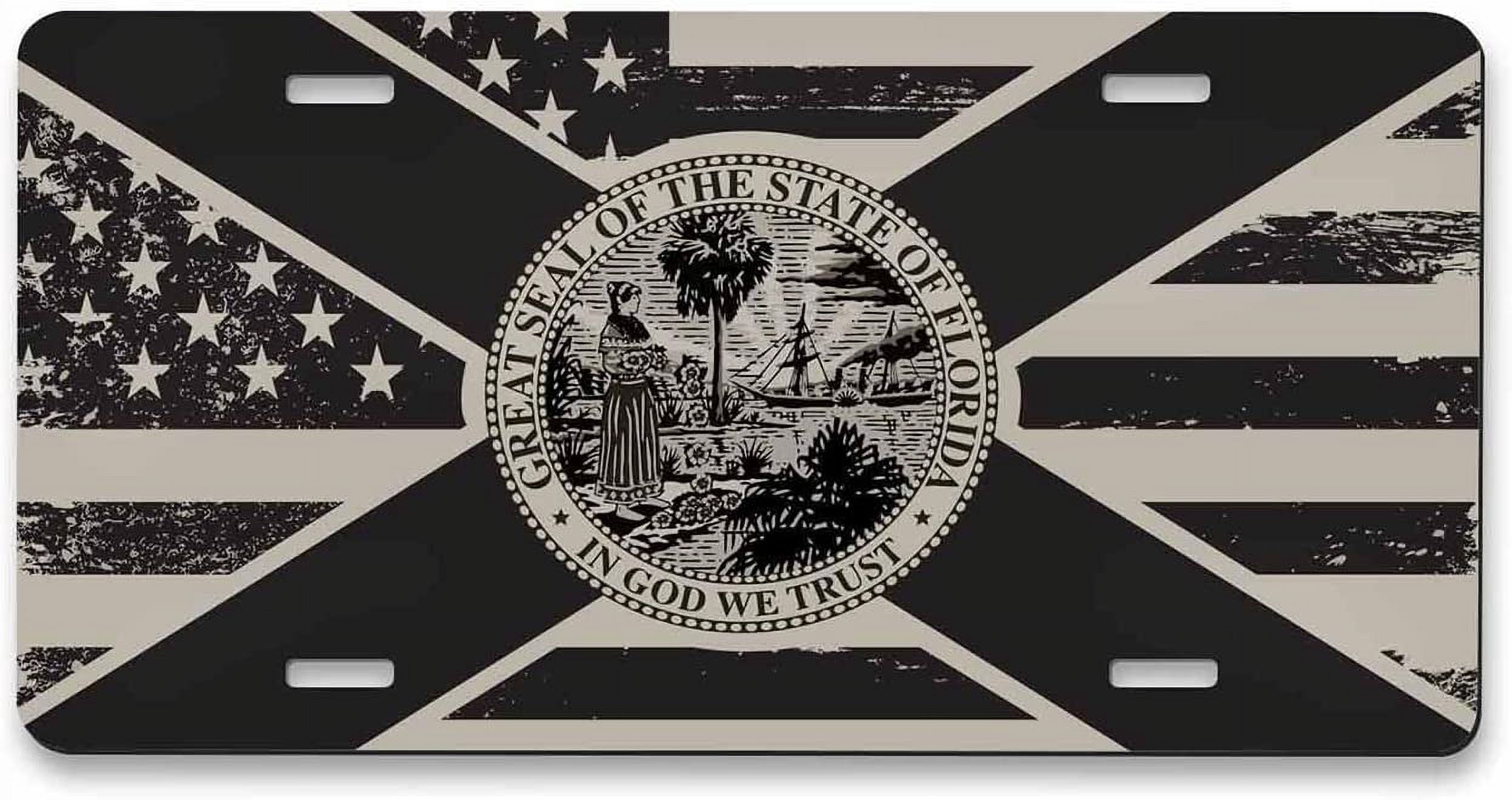 FREEAMG License Plate for Car Black State of Florida Flag with USA Flag ...