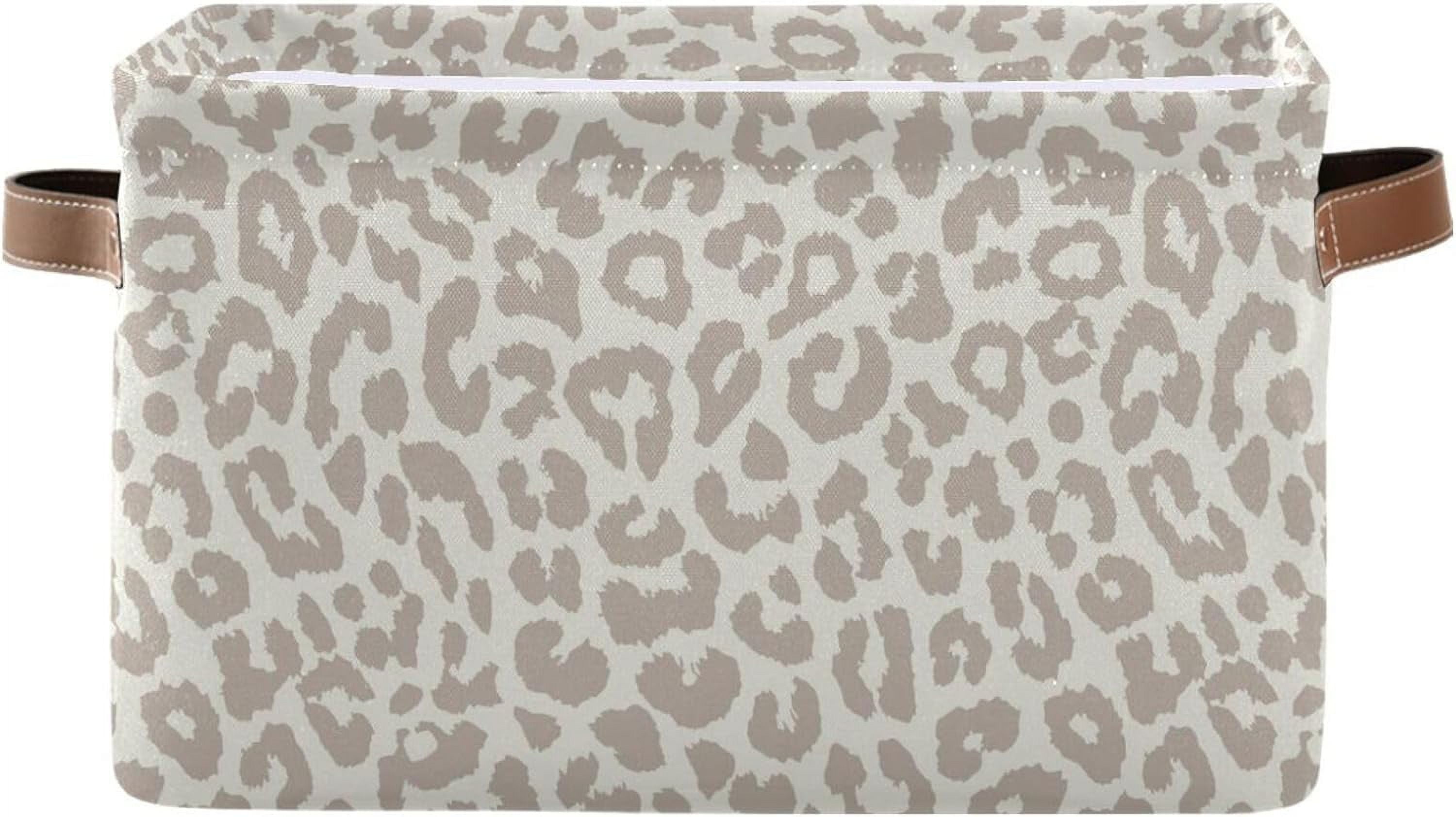 FREEAMG Light Leopard Print Foldable Canvas Storage Bin, Sturdy Fabric ...
