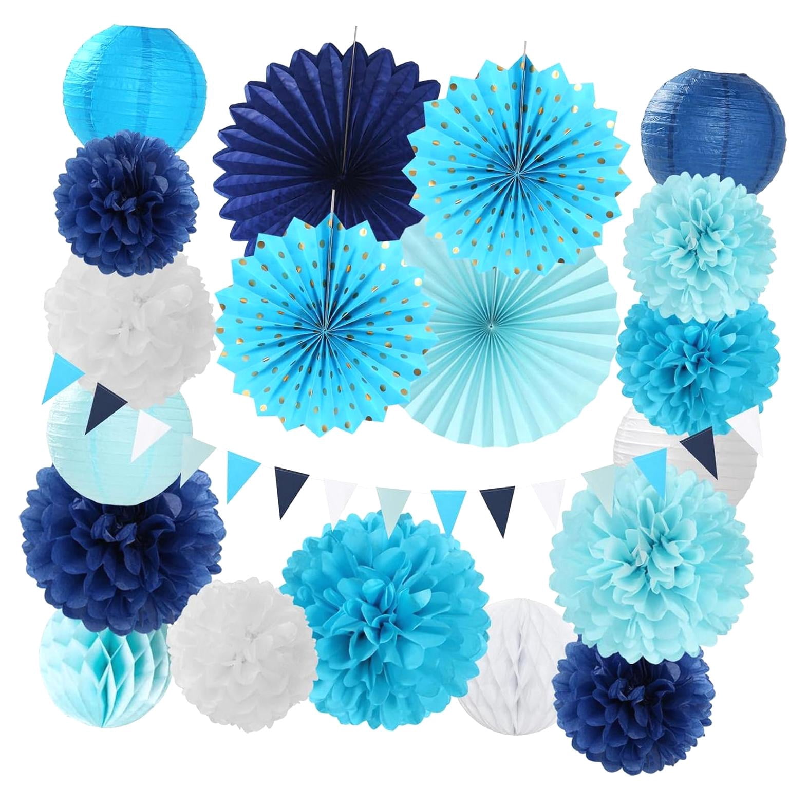FREEAMG Light-Navy Blue White Party Decorations - 20 Pieces Including ...