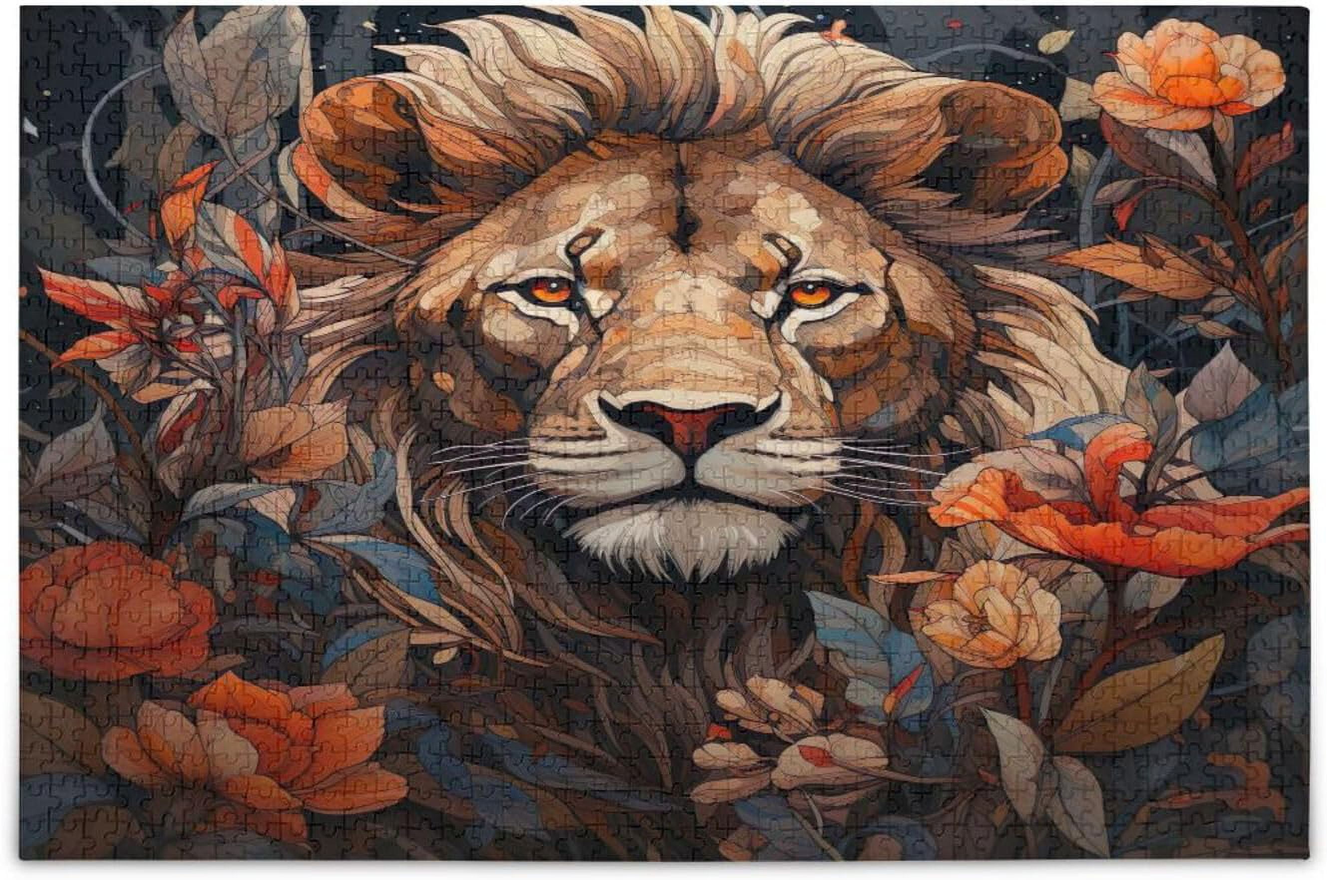 FREEAMG Lion Puzzle 1000 Pieces - Wooden Jigsaw Puzzles for Family ...