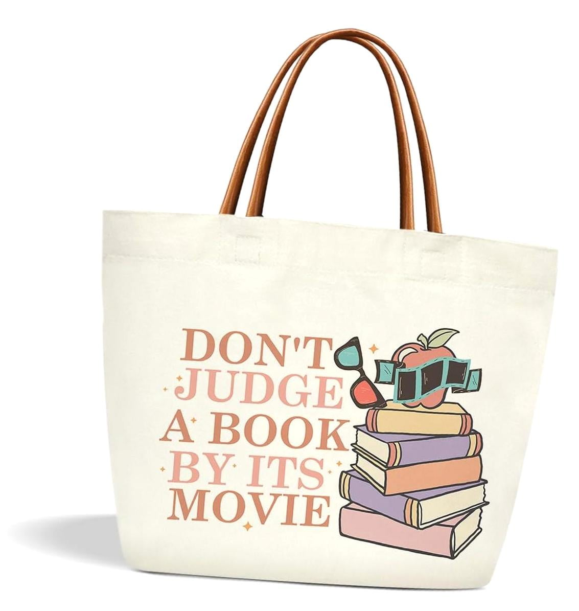 FREEAMG Literary Tote Bag Book , Fabric Tote Bag, Floral Print Tote Bag, Canvas Tote Bag For ...