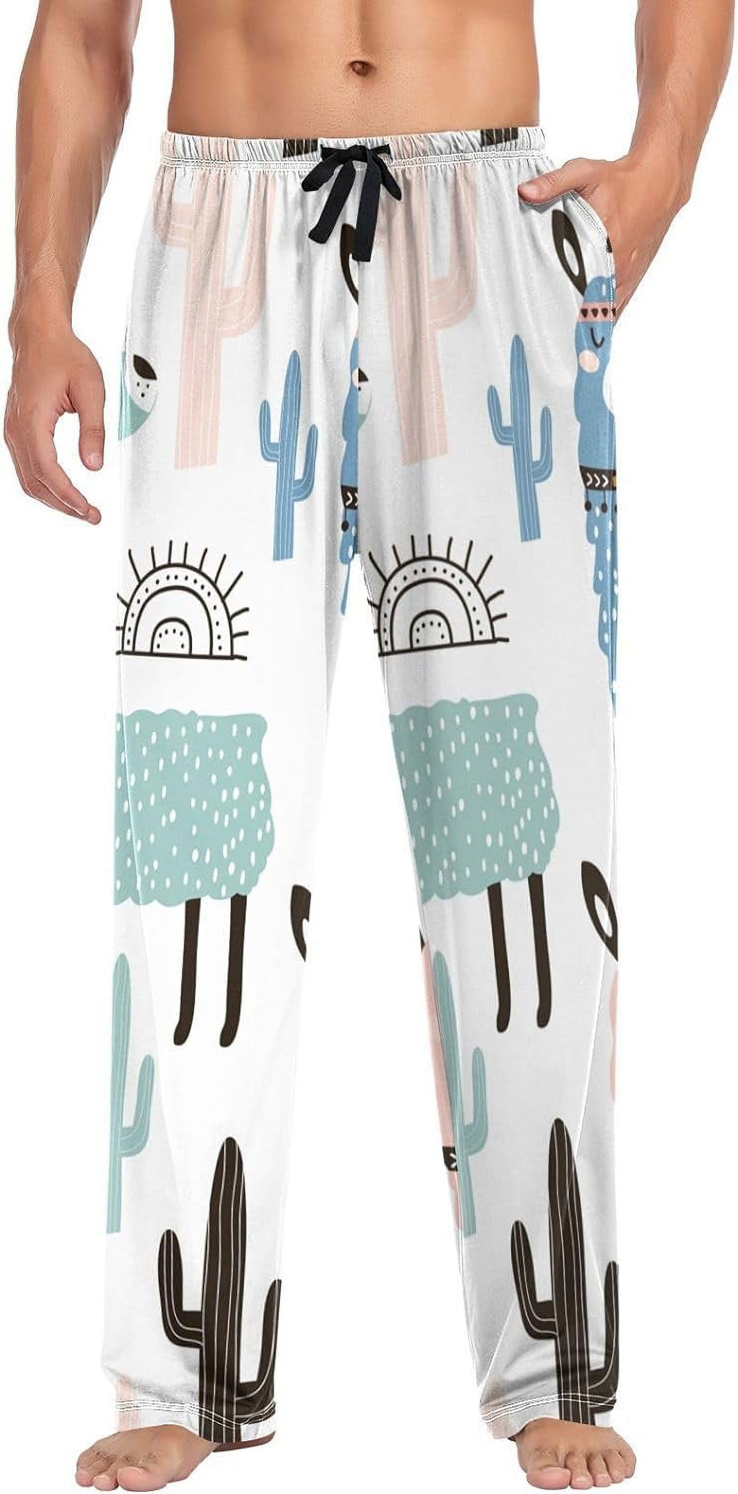 FREEAMG Llama Cotton Pajama Pant for Men, Super Soft Lightweight Lounge ...