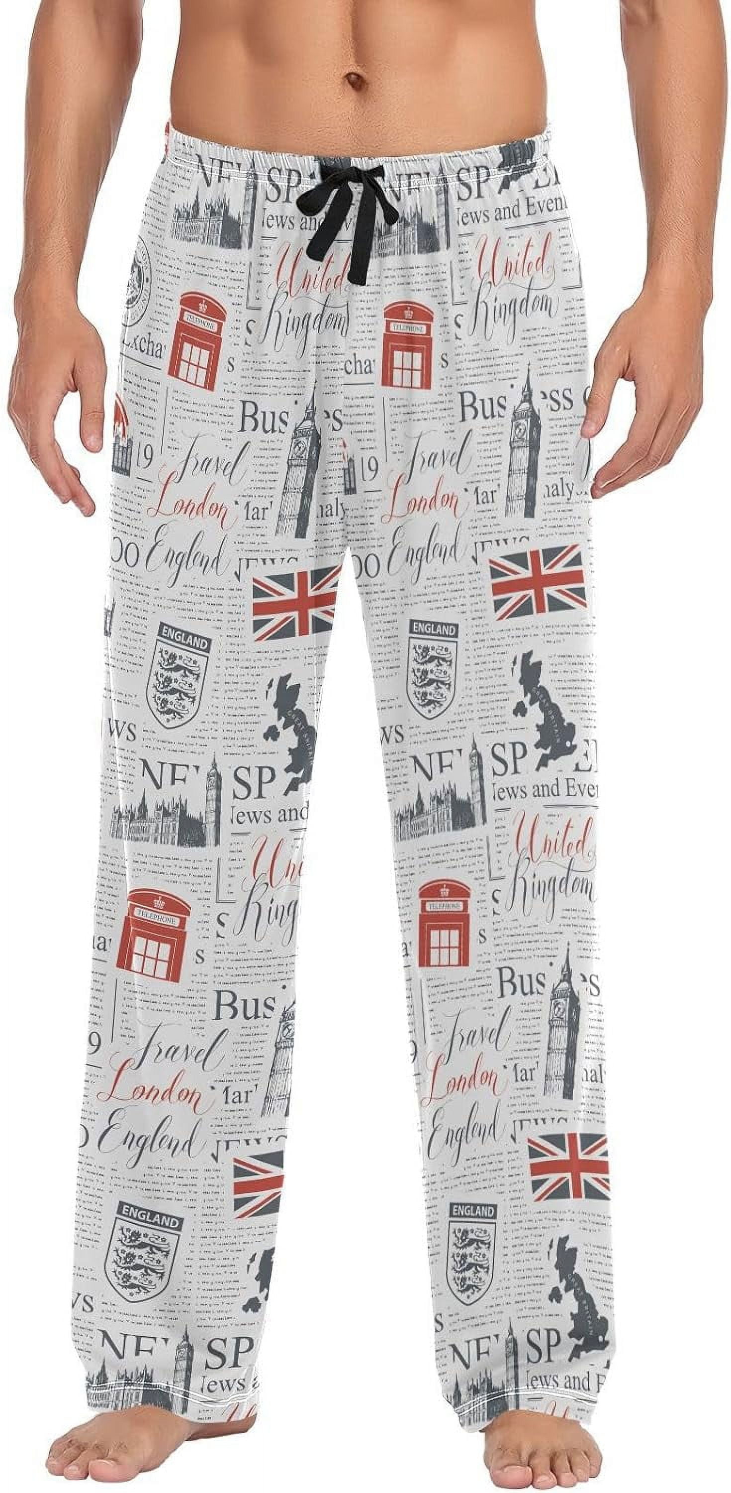 FREEAMG London Theme Pajama Pants for Men, Men's Separate Bottoms ...