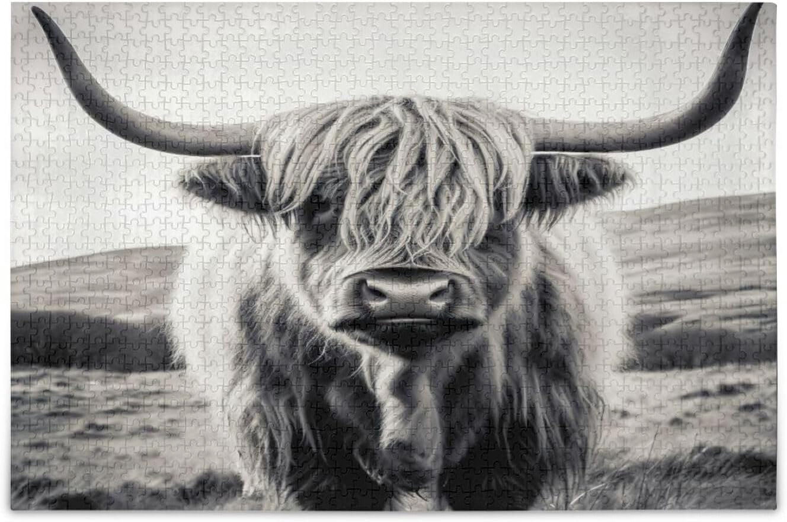 FREEAMG Long Horns Cow 500 Piece Large Jigsaw Puzzle for Adults - Game ...