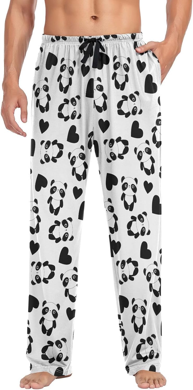 FREEAMG Love and Panda Pajama Pants for Men, Men's Separate Bottoms ...