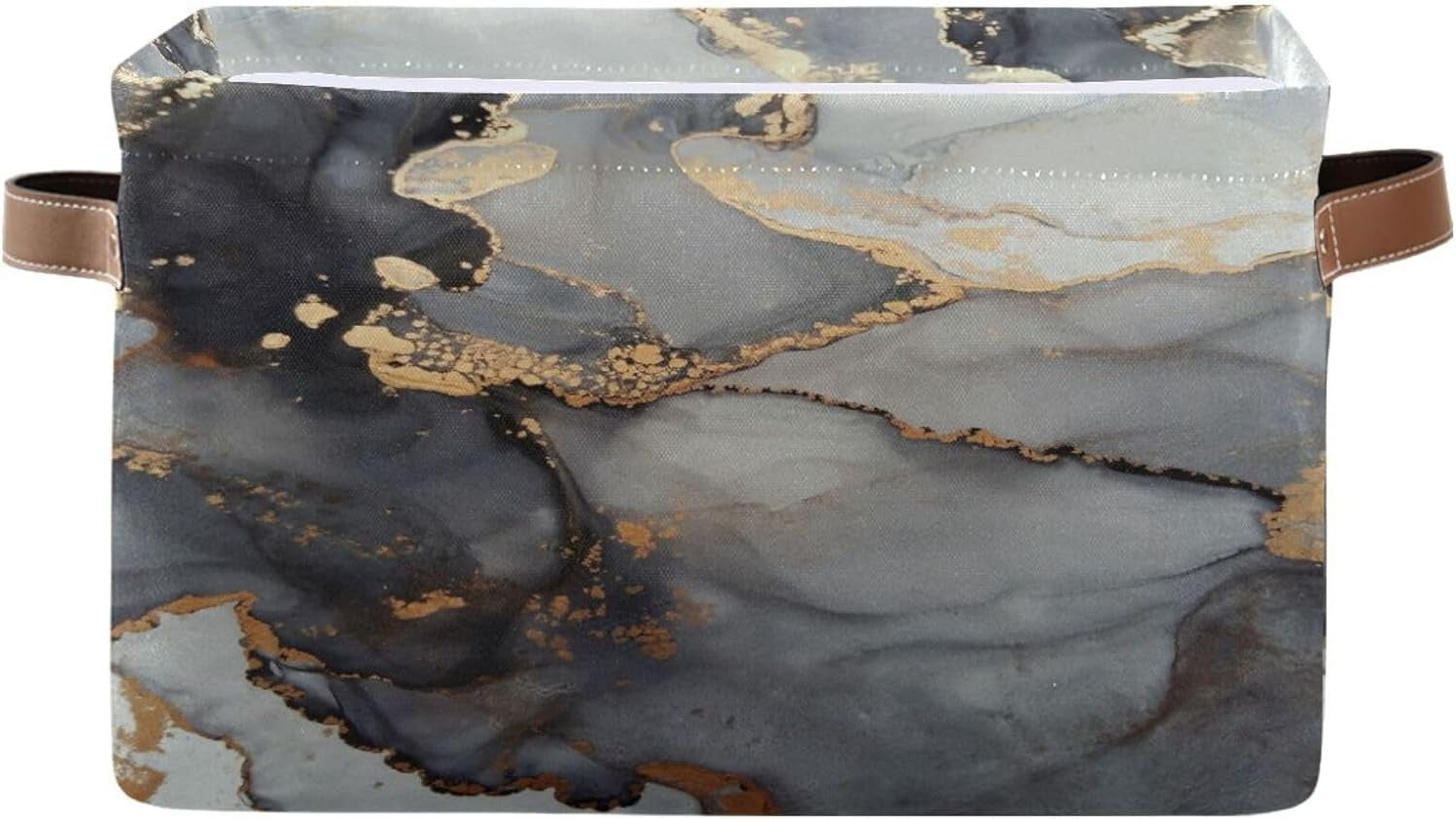 FREEAMG Luxury Marble Texture Large Square Storage Basket Bin with ...