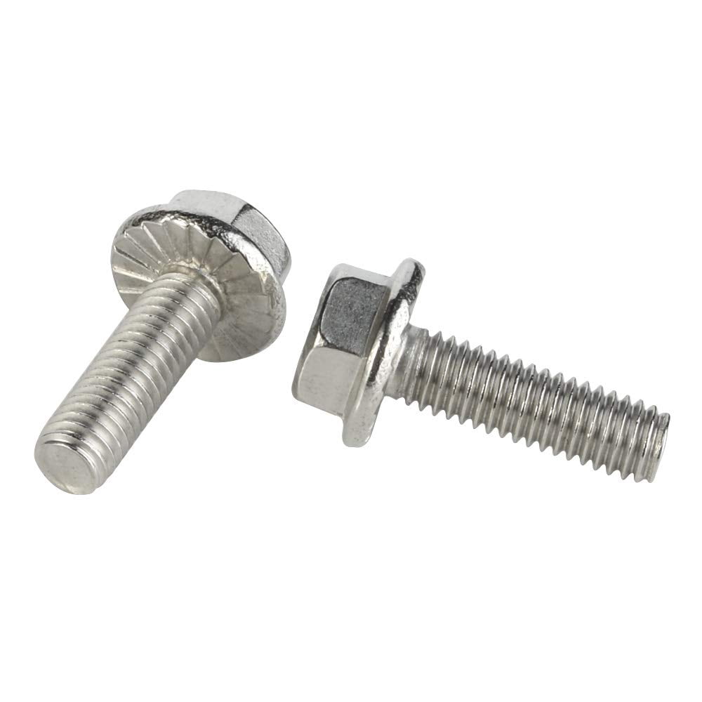 FREEAMG M6 x 25mm Flanged Hex Bolts, Flange Hexagon Screws, A2 Steel ...