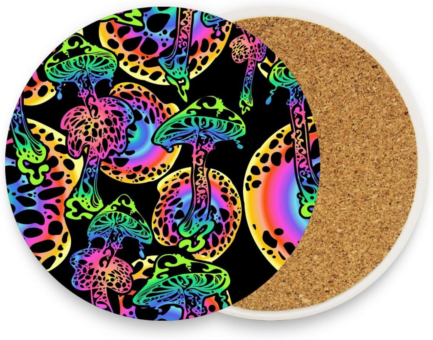FREEAMG Magic Mushrooms Coasters for Drinks Set of 2, Absorbent Ceramic ...
