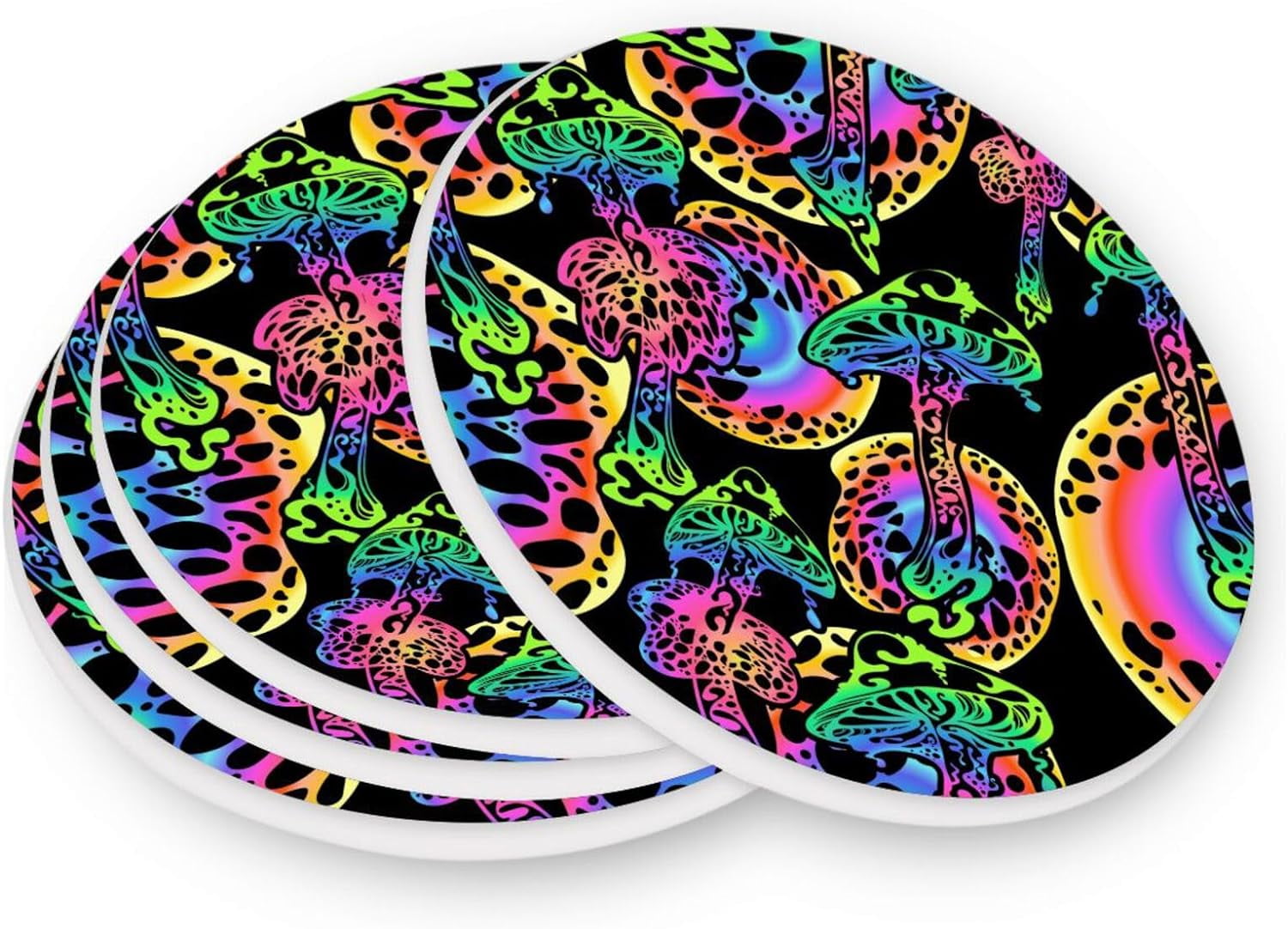 FREEAMG Magic Mushrooms Coasters for Drinks Set of 4, Absorbent Ceramic ...