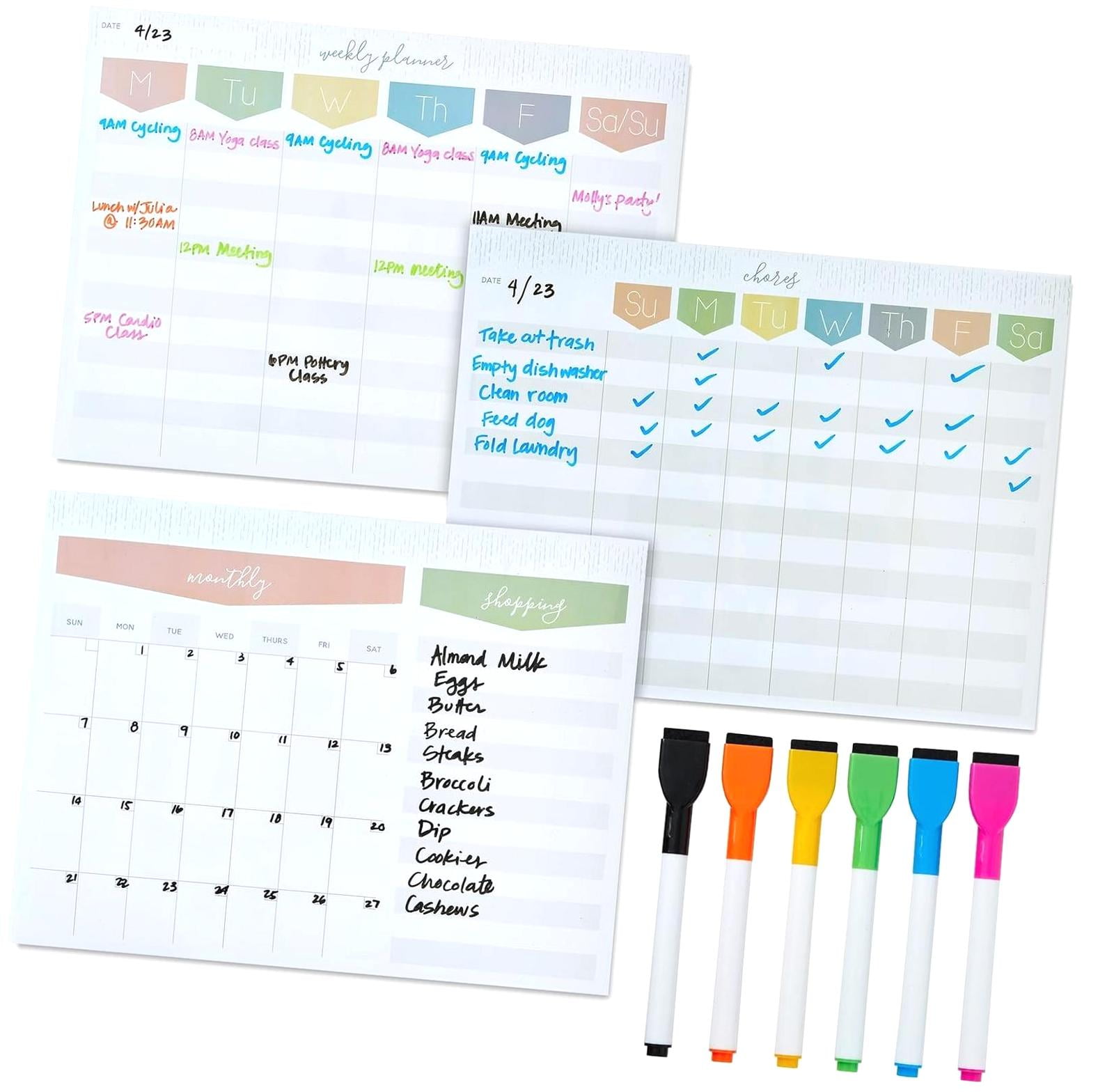 FREEAMG Magnetic Fridge Board, Weekly Organizer with 6 Magnets for ...