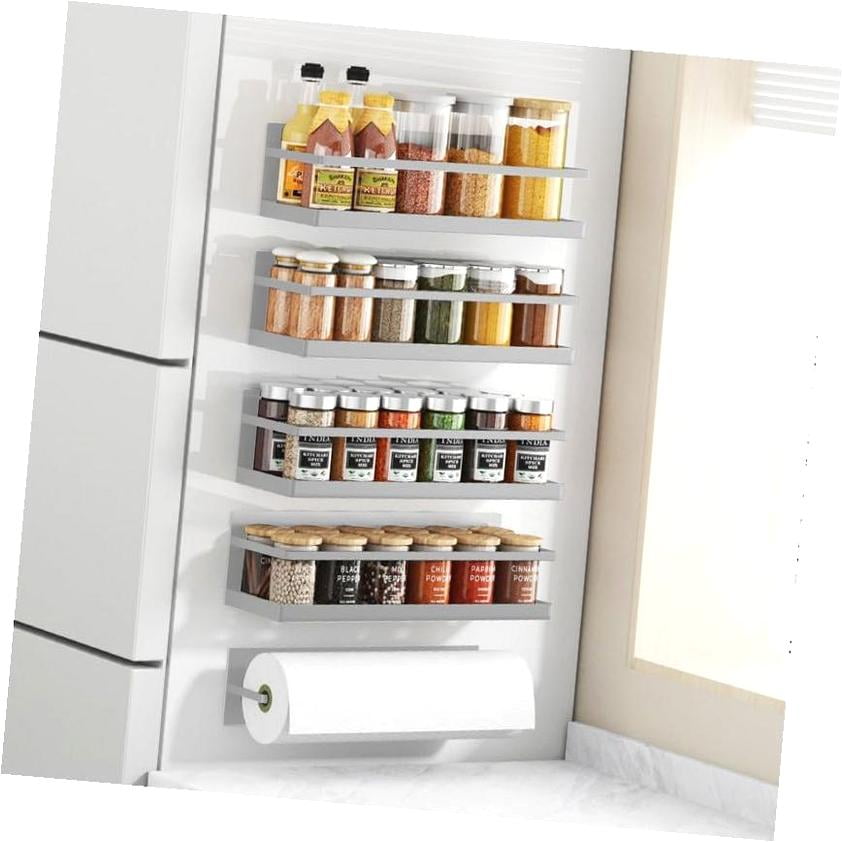 FREEAMG Magnetic Spice Rack For Refrigerator Magnetic Fridge Shelf For ...