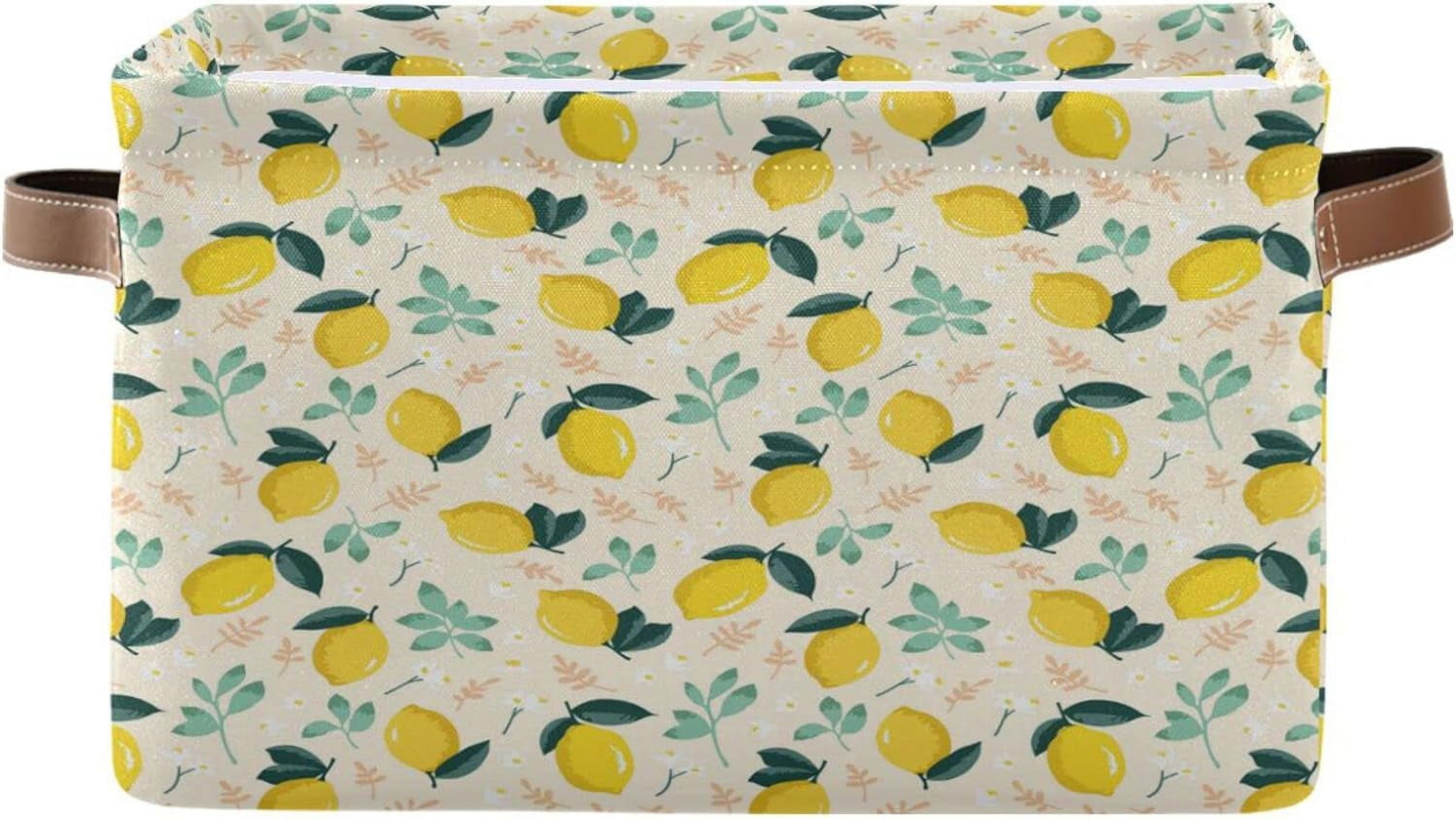 FREEAMG Many Lemons Large Square Storage Basket Bin with Handles 1PCS ...