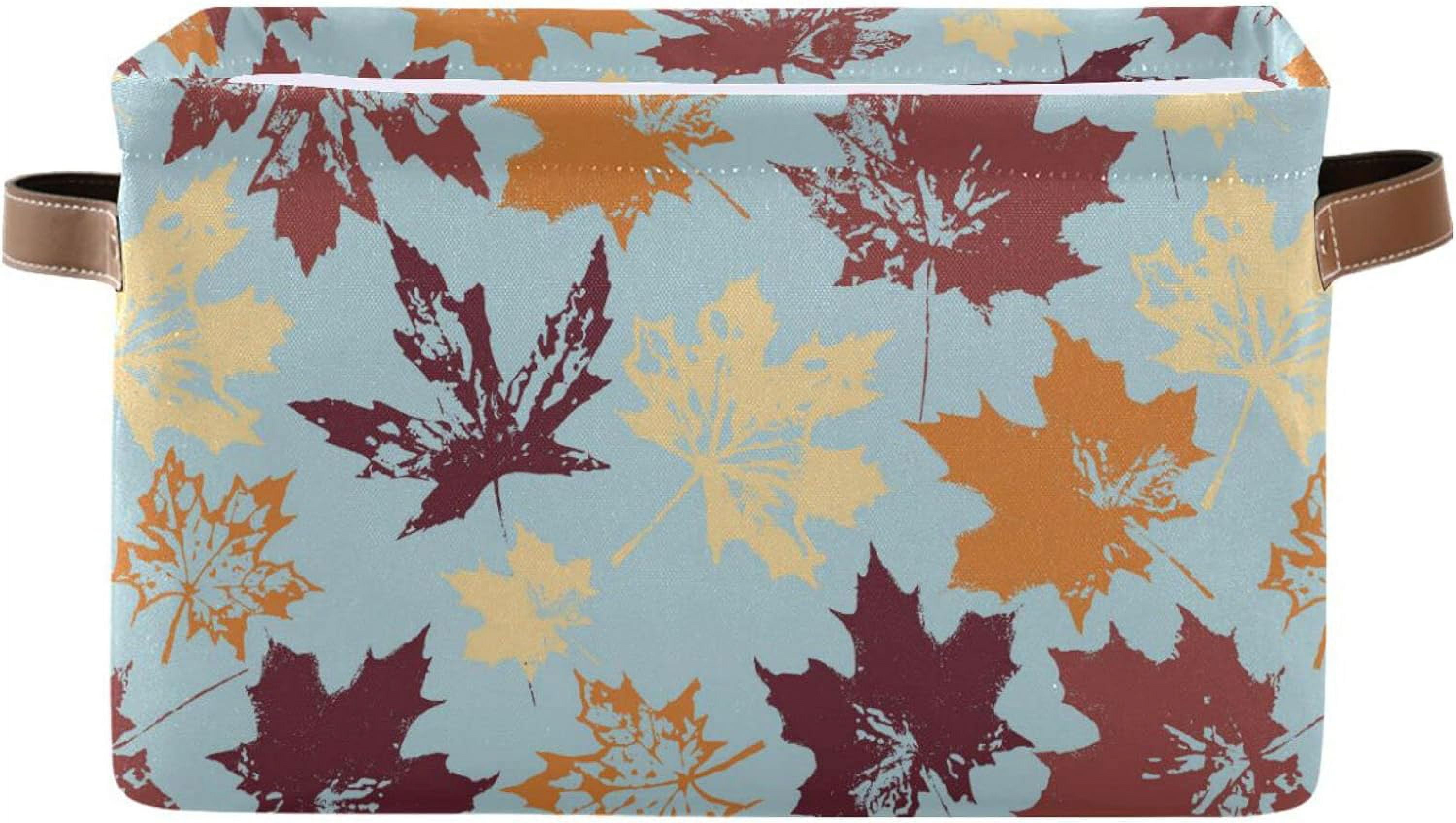 FREEAMG Maple Leaves Storage Basket with Handles Collapsible Storage ...