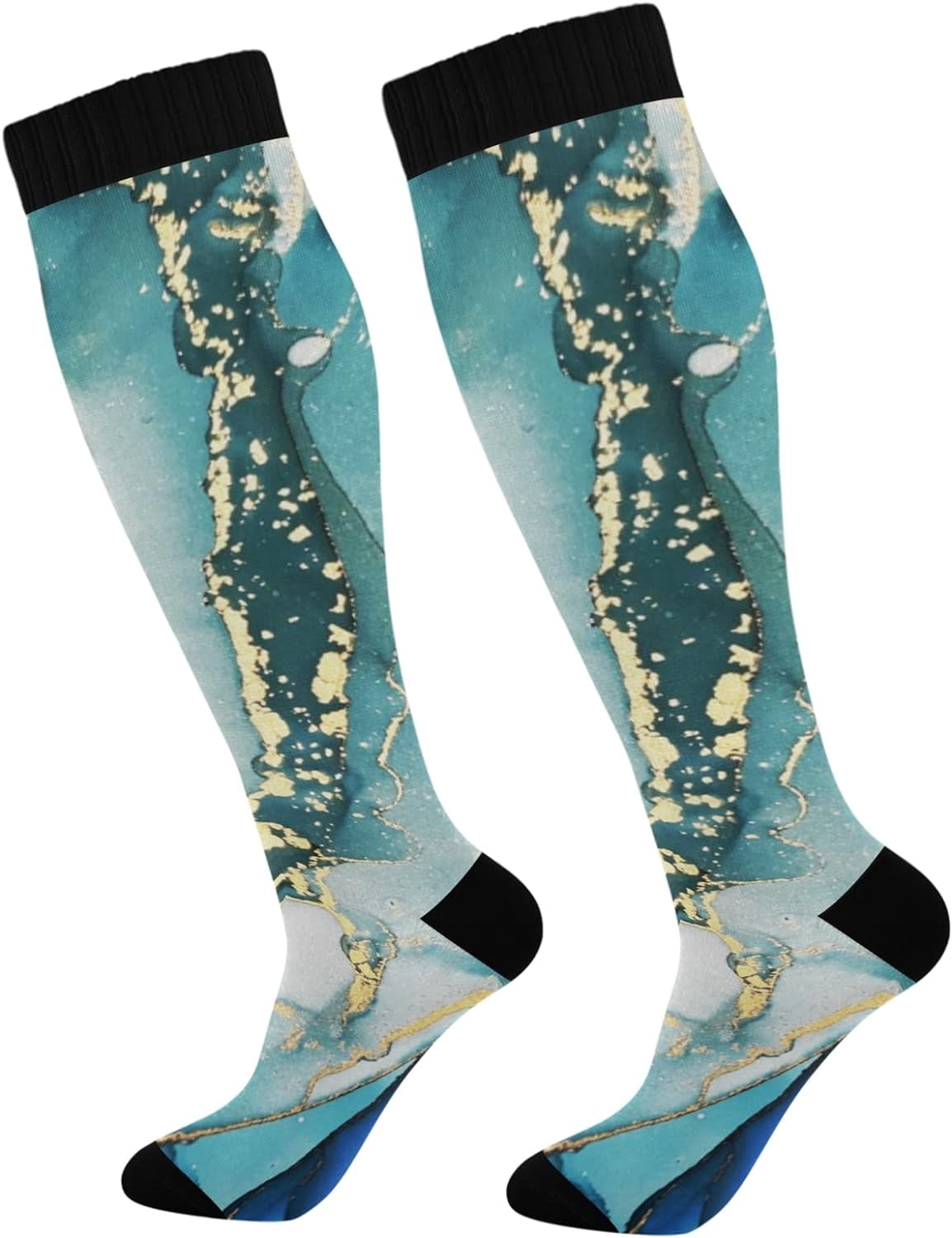 FREEAMG Marble Compression Socks Women Men Long Stocking (20-30mmHg ...
