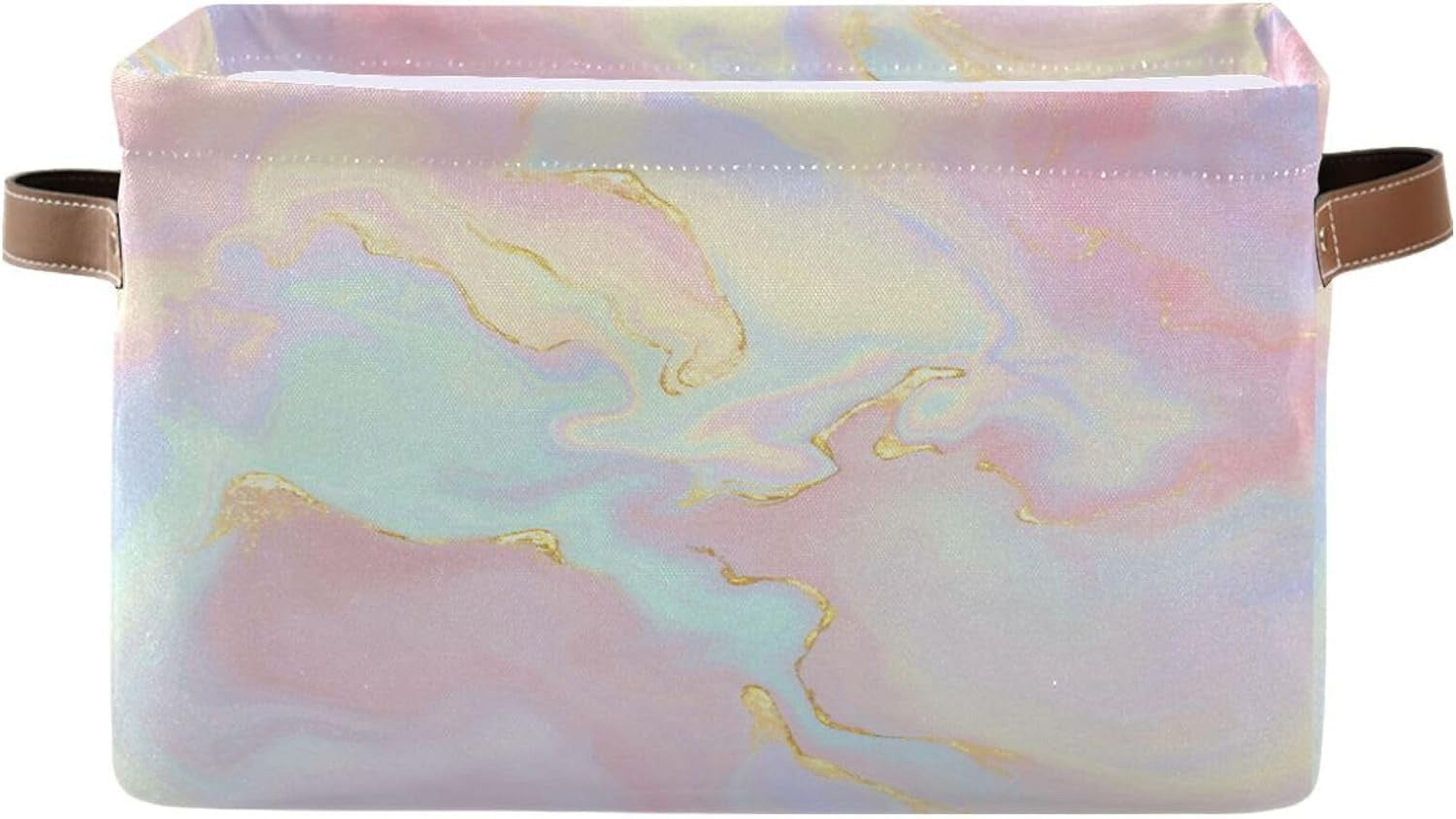 FREEAMG Marble Large Square Storage Basket Bin with Handles 2PCS ...