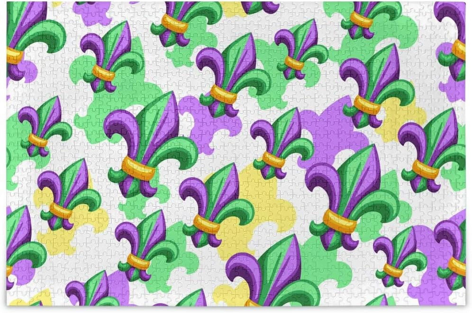 FREEAMG Mardi Gras Color Fleur De Lis Pattern Traditional Festival ...