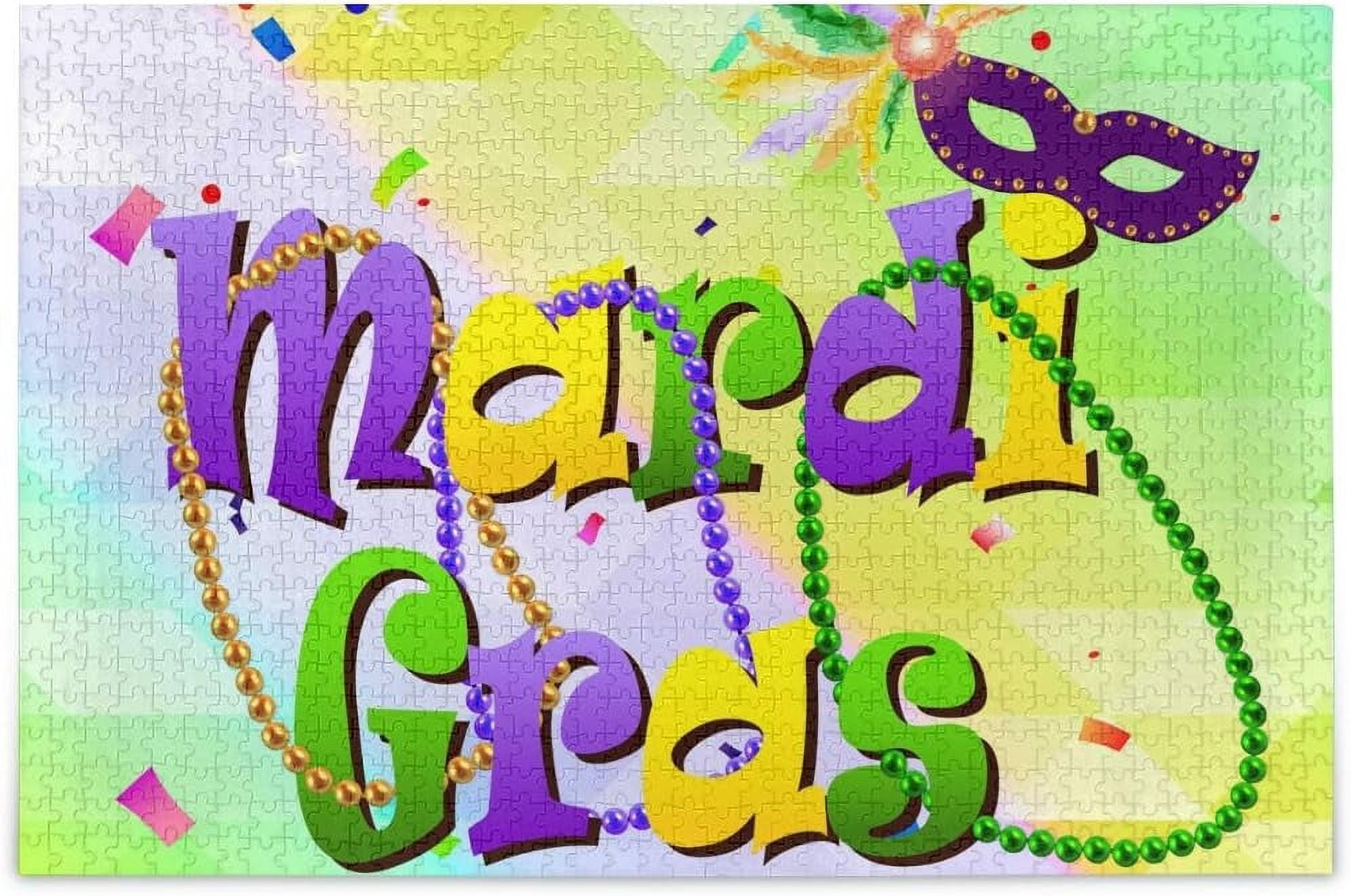 FREEAMG Mardi Gras Festive Carnival Party Feather Bead On Glitter ...