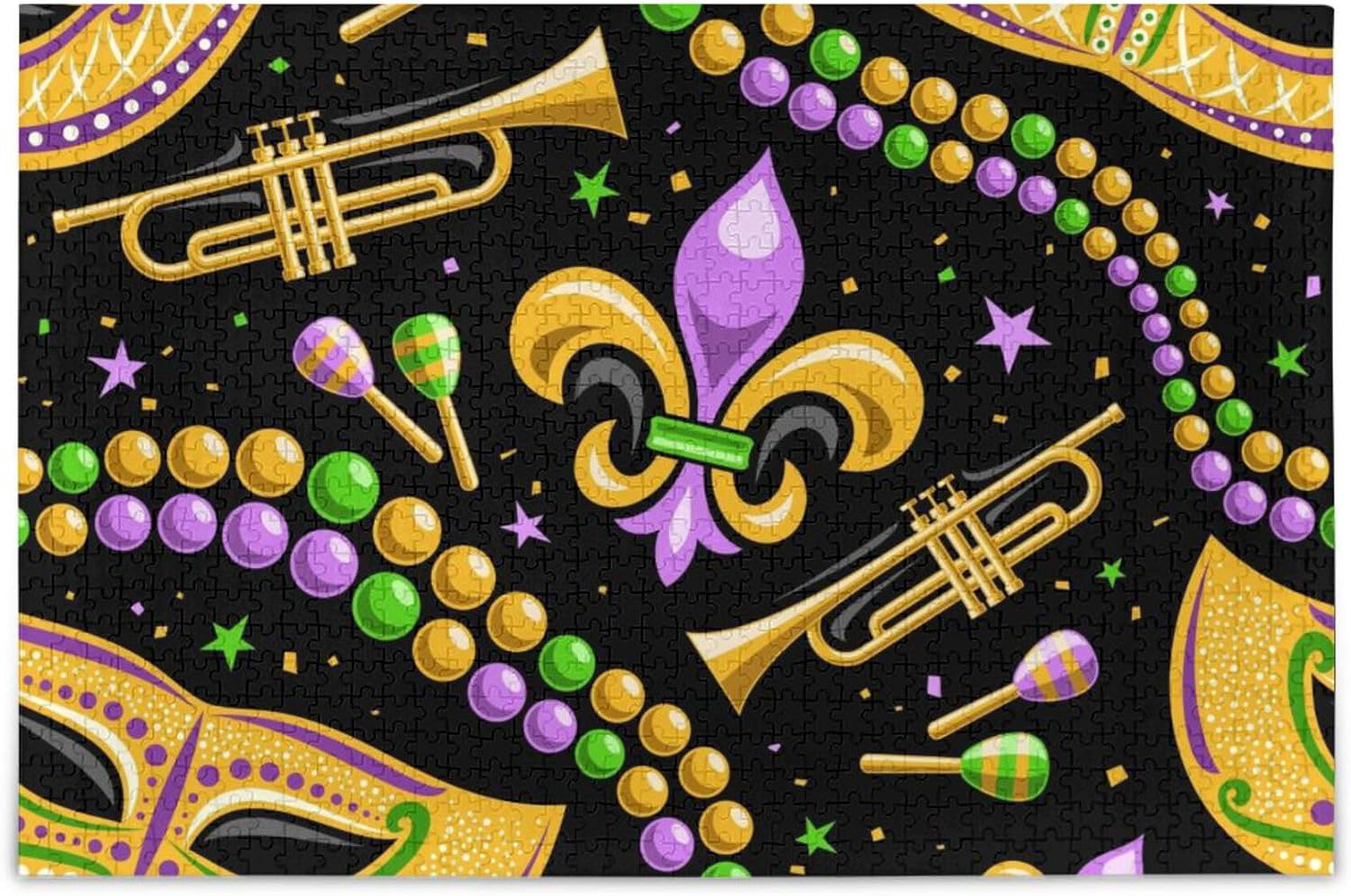 FREEAMG Mardi Gras Mask Jigsaw Puzzles 500 Piece for Adults Large ...