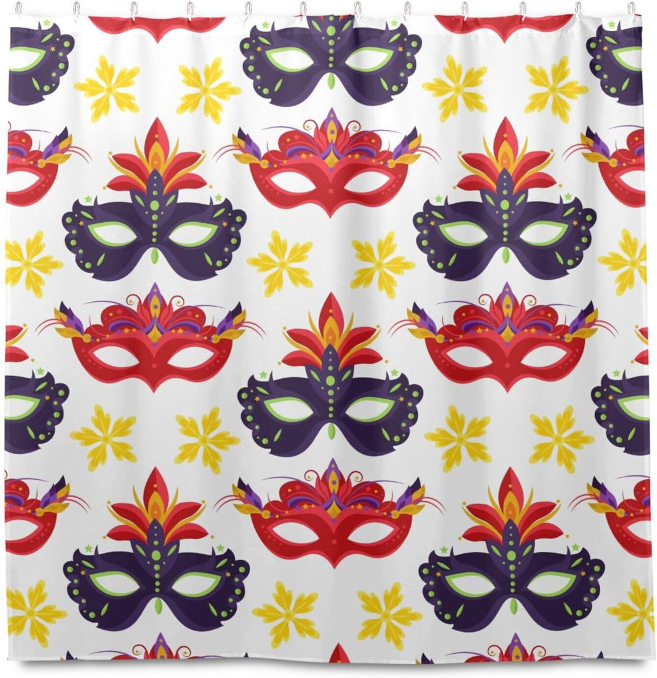 FREEAMG Mardi Gras Masks Shower Curtain - 72x72 Inch Waterproof Fabric ...