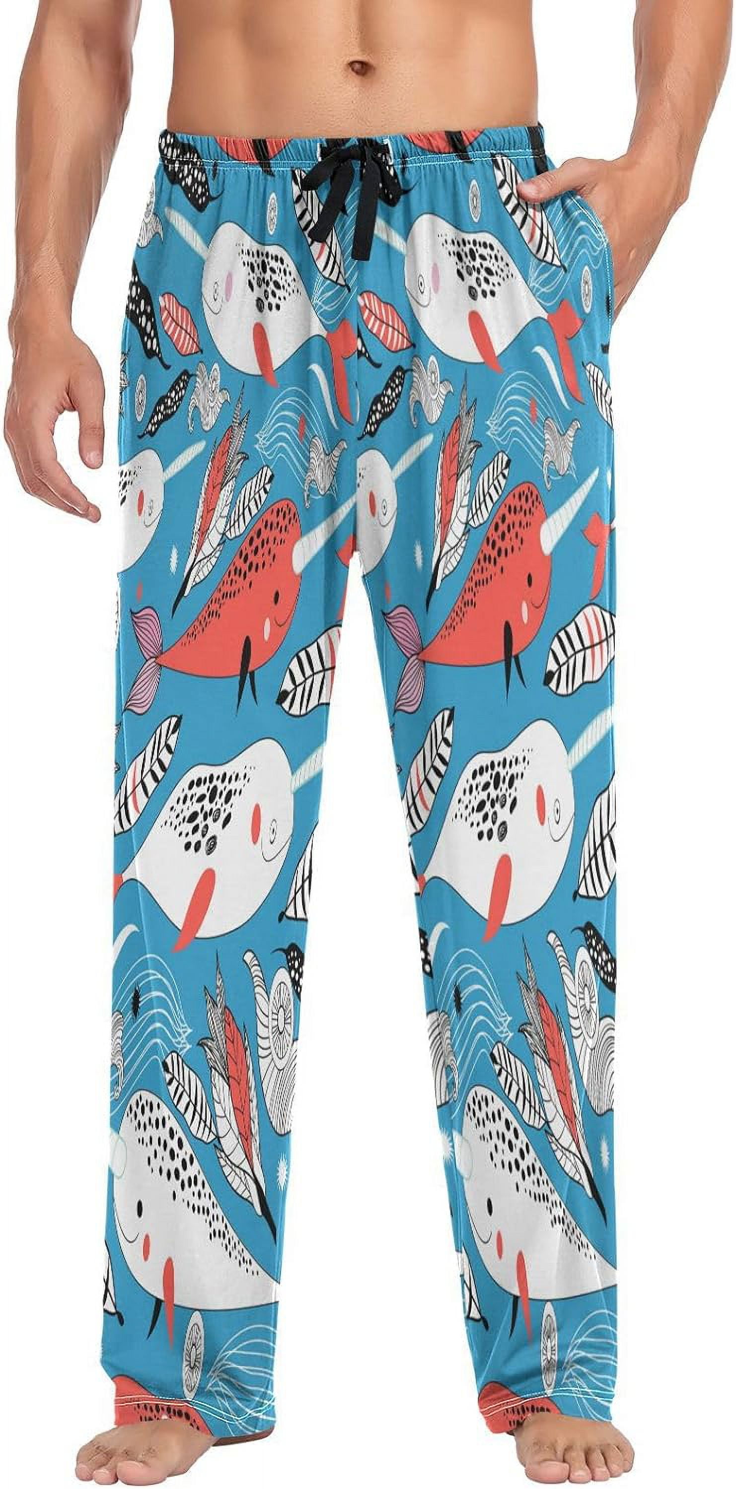 FREEAMG Marine White Whale Pajama Pants for Men, Men's Separate Bottoms ...