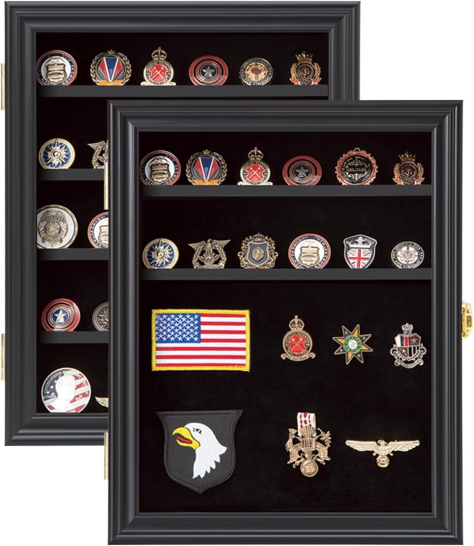 FREEAMG Medals Display Case 2 Pack - Military Challenge Coin Display ...