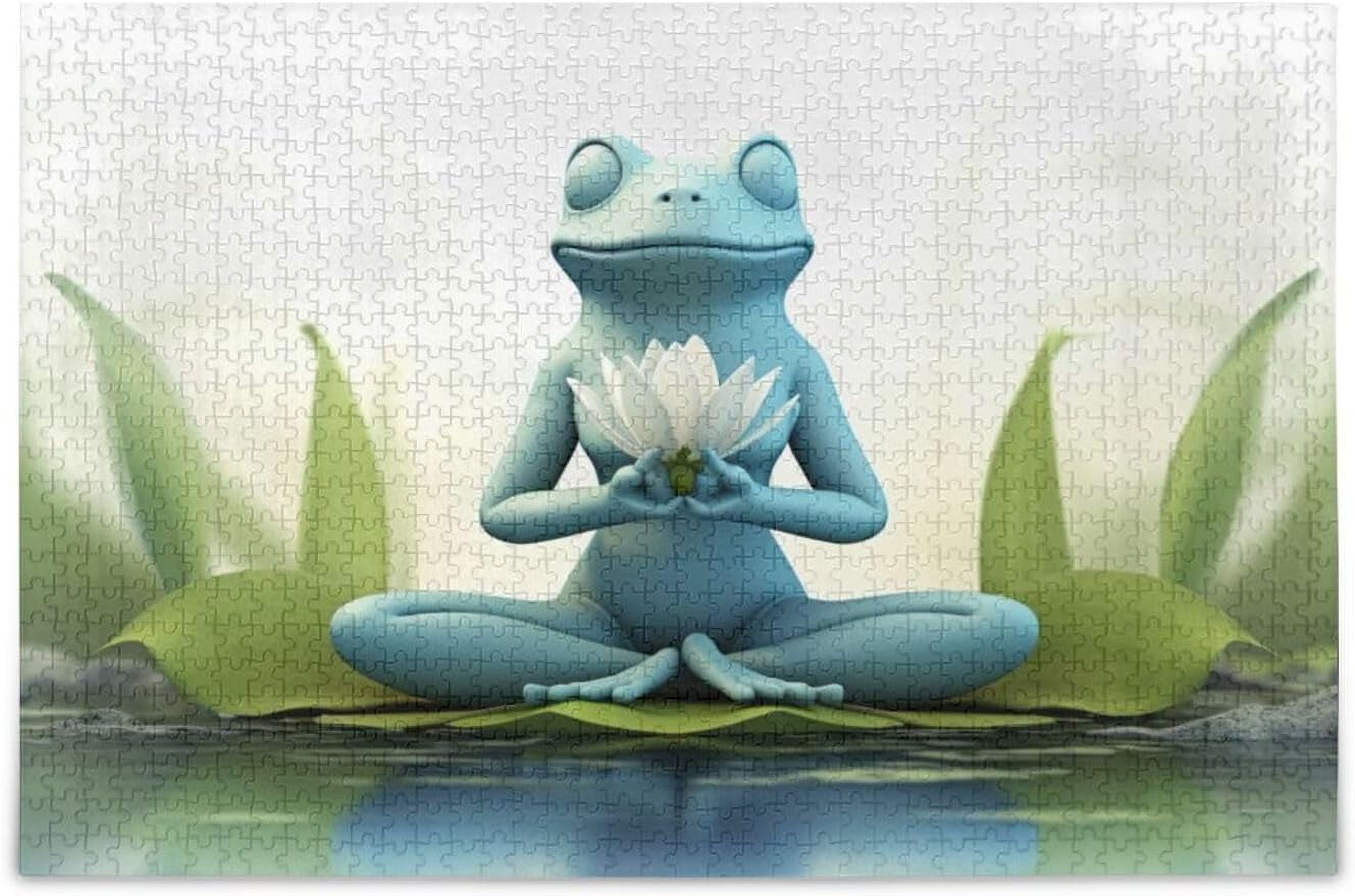FREEAMG Meditating Frog Puzzle 1000 Pieces - Wooden Jigsaw Puzzles for ...