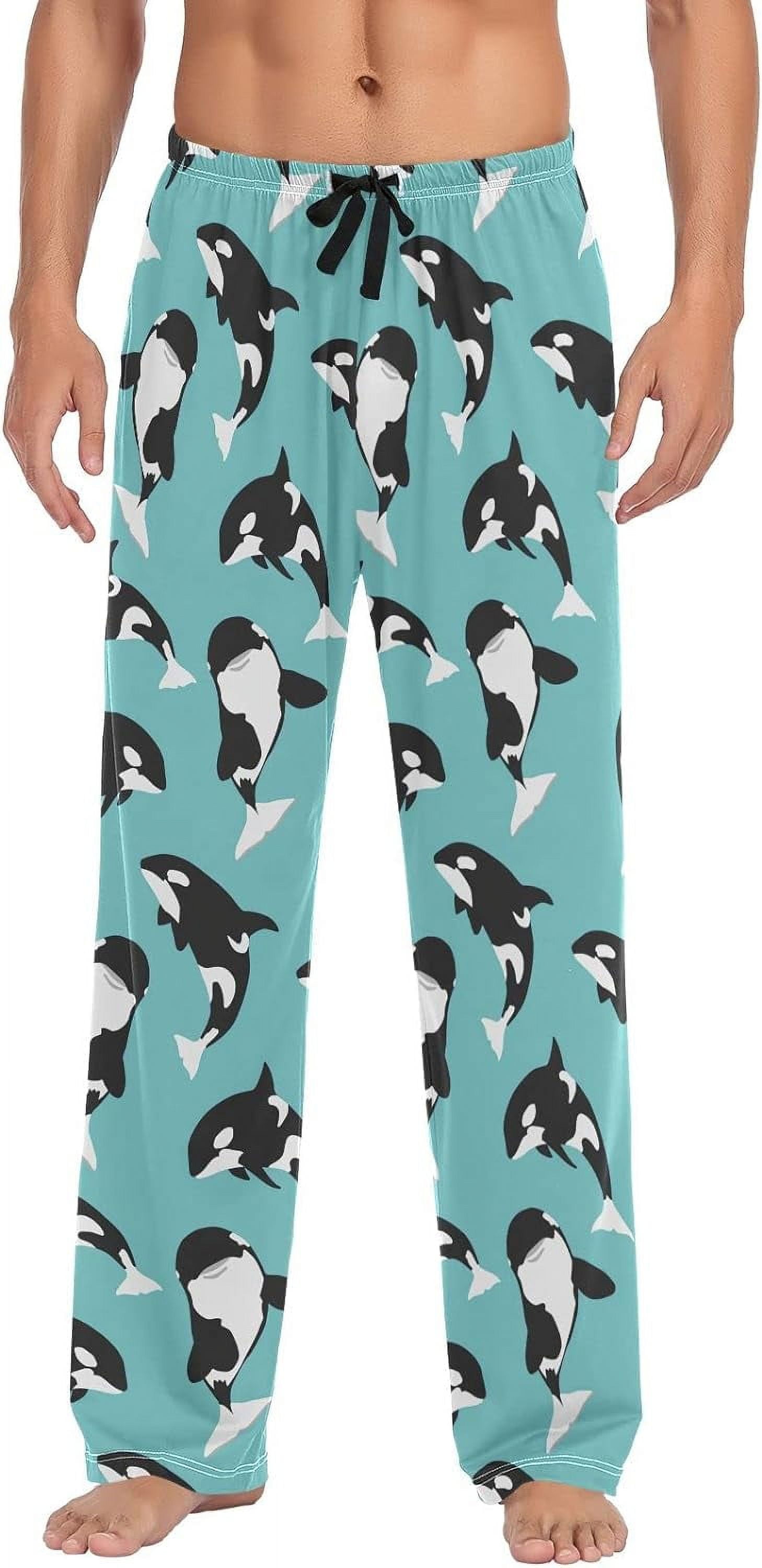 FREEAMG Men Killer Whale Pattern Pajama Pants - Comfortable Men's ...