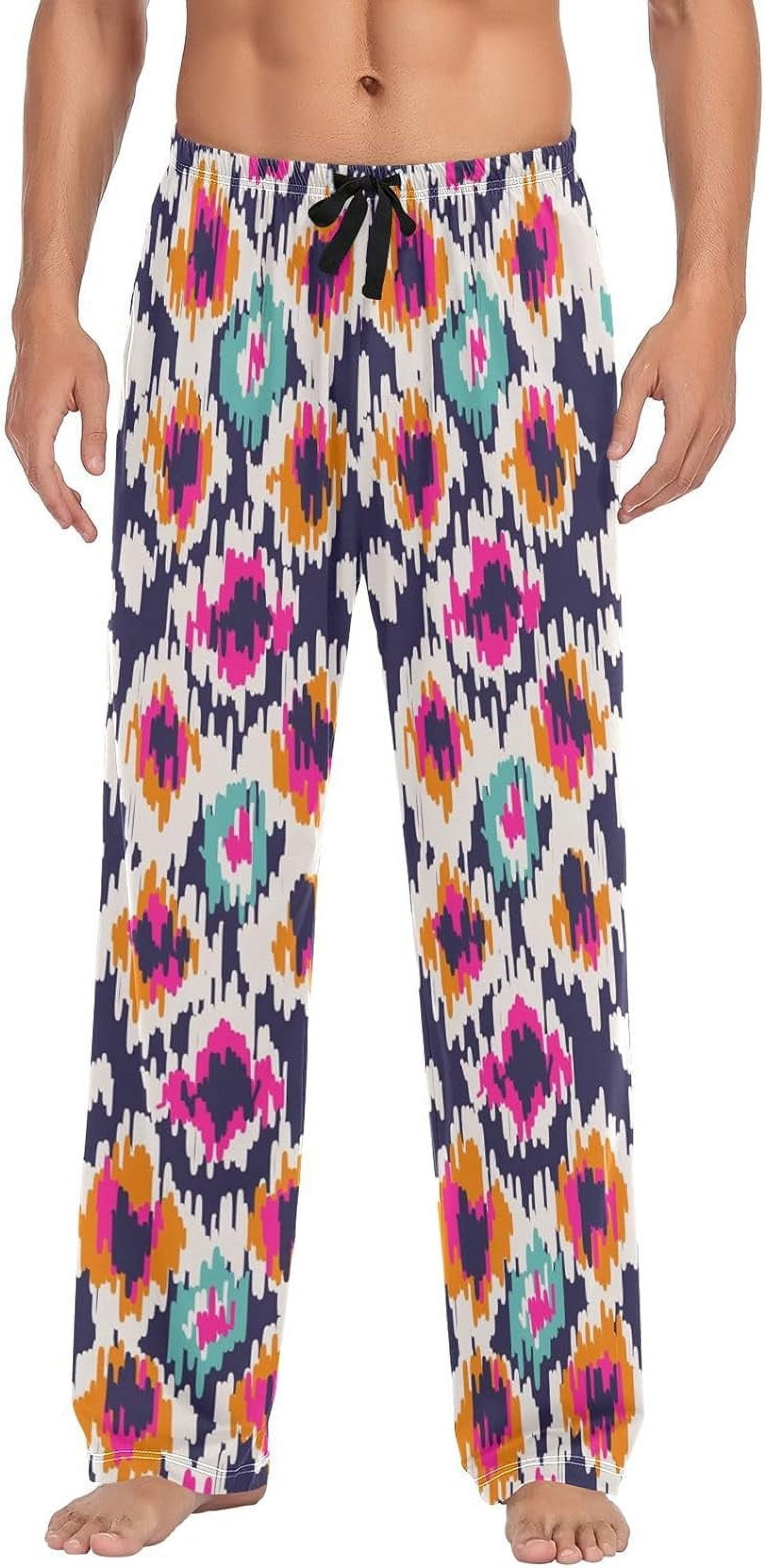 FREEAMG Men's Pajama Bottoms Colorful Leopard Drawstring Lounge Pants ...