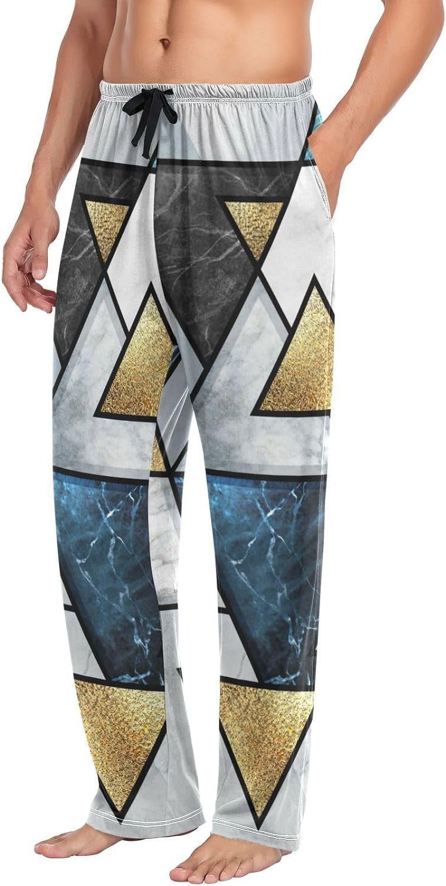 FREEAMG Men's Pajama Pants Marble Geometric Triangle Cotton Pjs ...