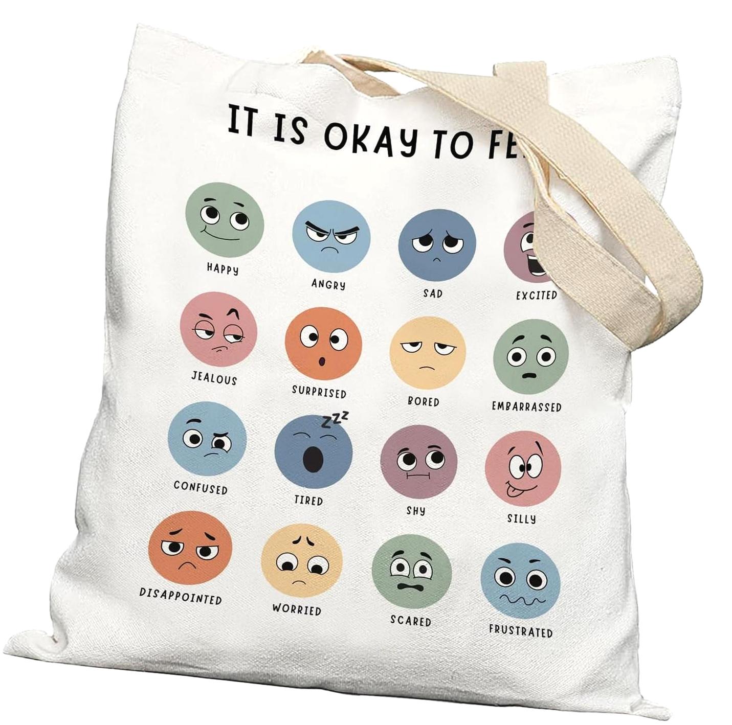 FREEAMG Mental Health Awareness Tote Bag, Emotional Support Canvas Bag ...