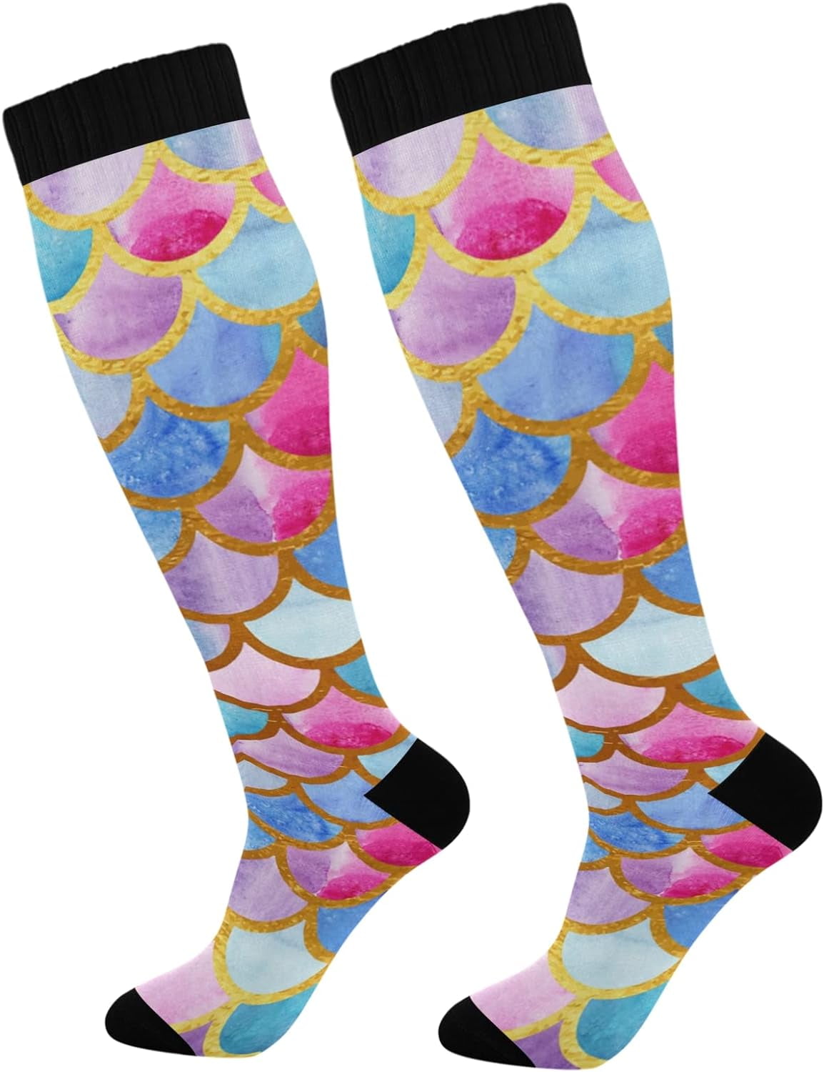FREEAMG Mermaid Compression Socks Women Men Long Stocking (20-30mmHg ...