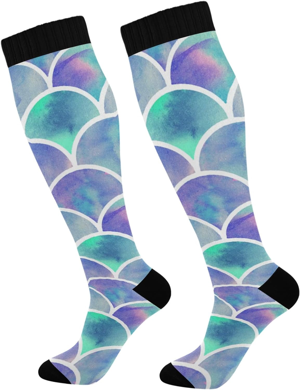 FREEAMG Mermaid Compression Socks Women Men Long Stocking (20-30mmHg ...