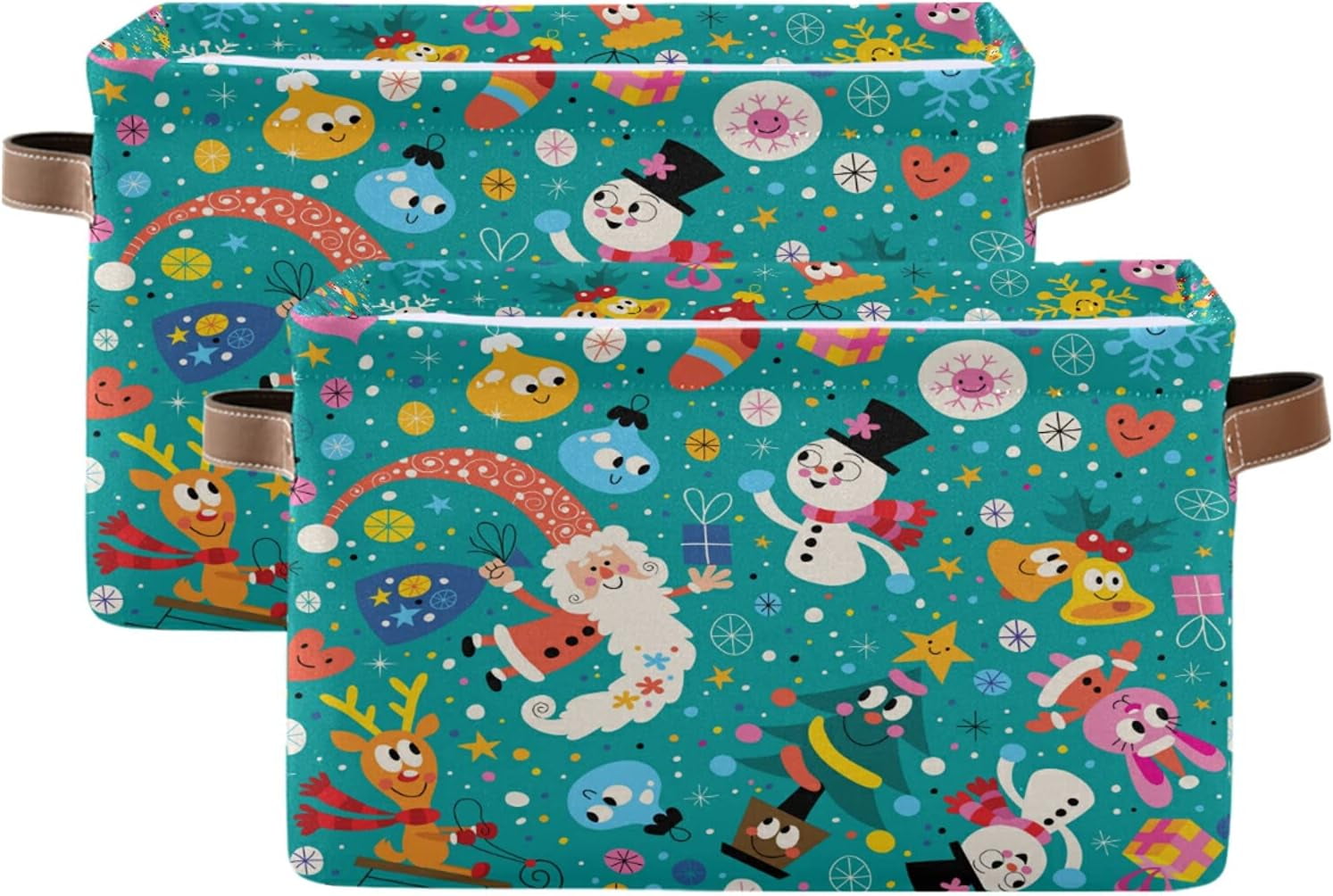 FREEAMG Merry Christmas Cute Element Storage Bin for Toy Storage Basket ...