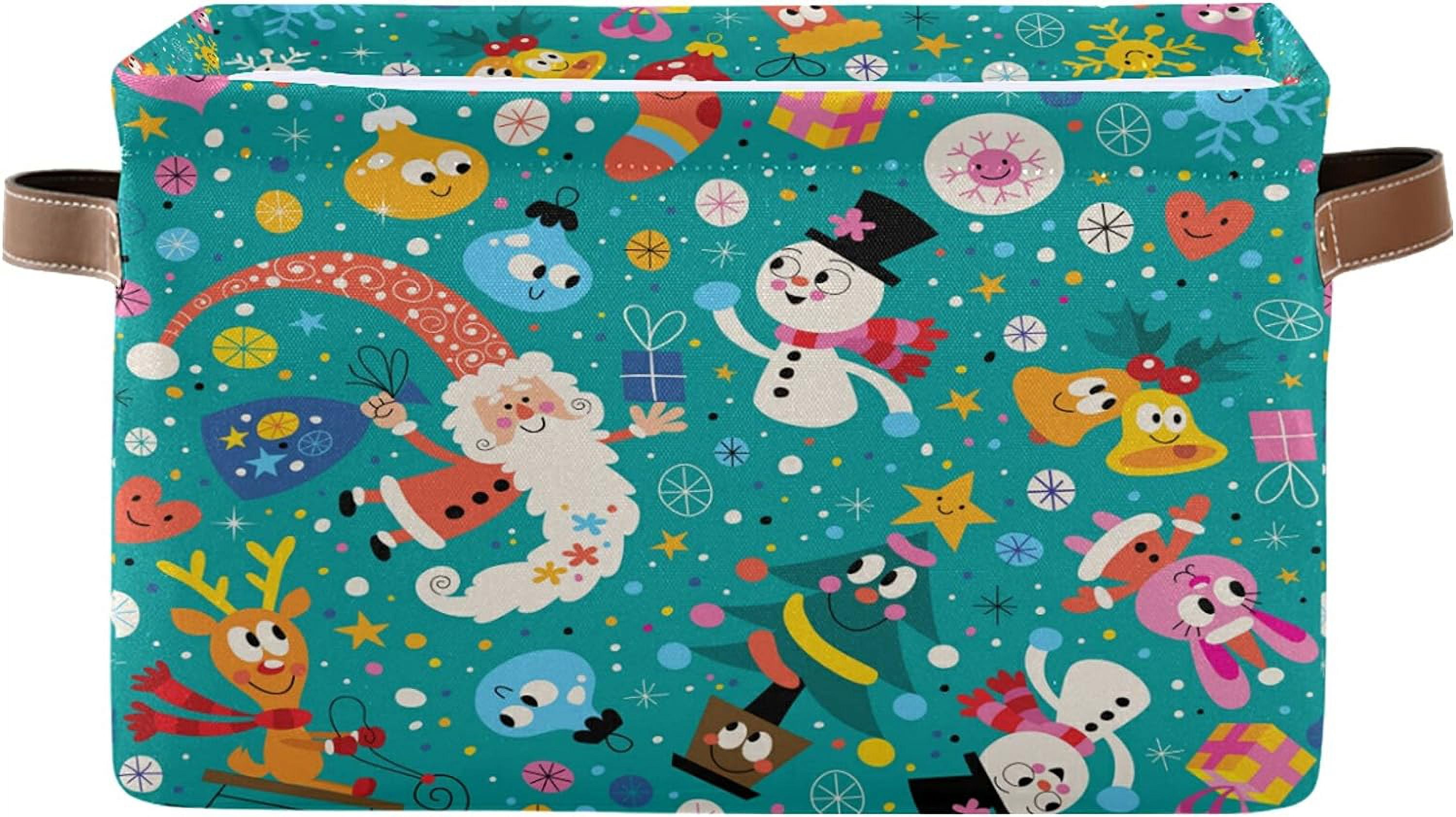 FREEAMG Merry Christmas Cute Element Storage Bin for Toy Storage Basket ...