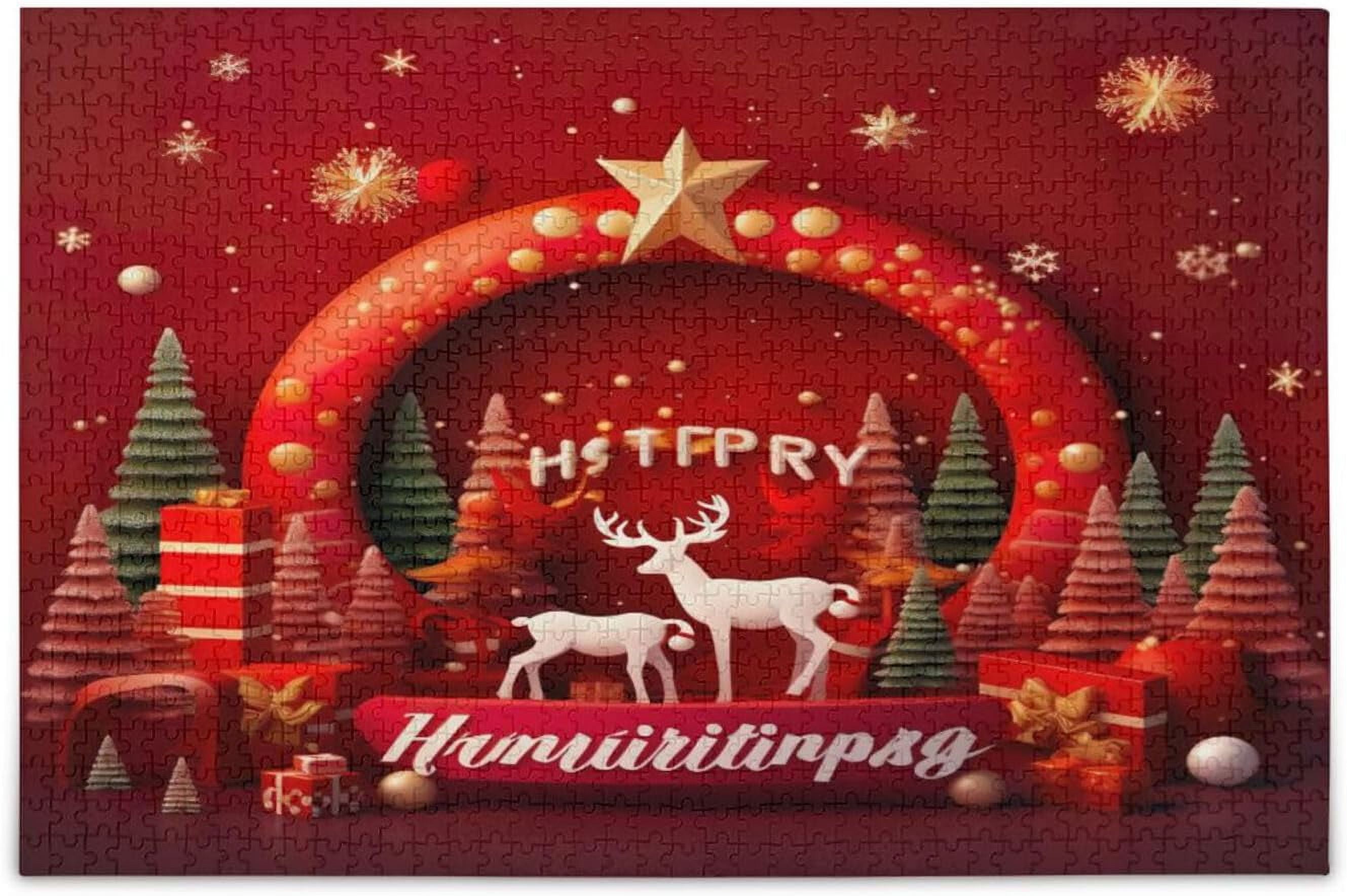 FREEAMG Merry Christmas Jigsaw Puzzle 500 Pieces,Wooden Puzzles Family ...