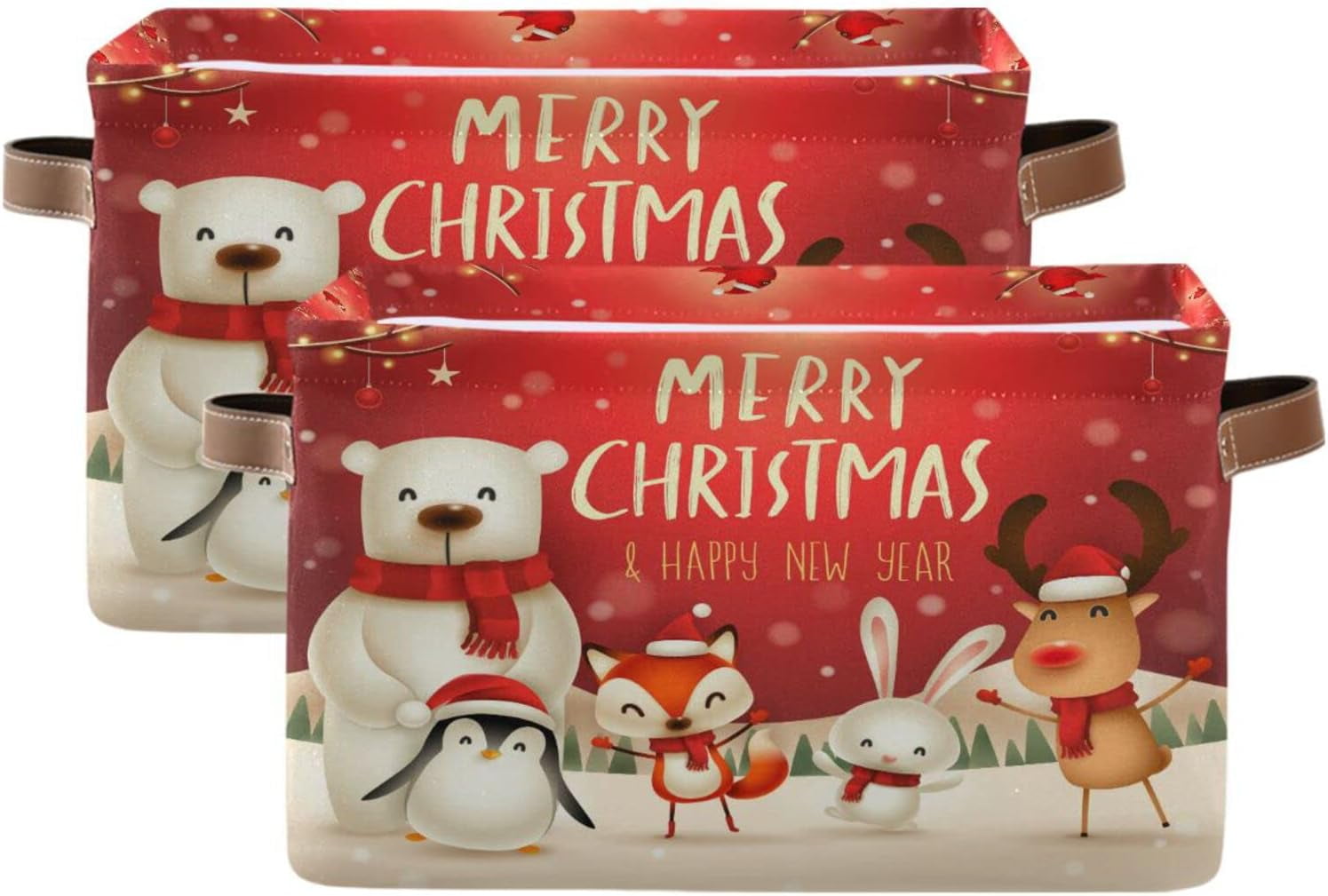 FREEAMG Merry Christmas Storage Basket with Handles Collapsible Storage ...