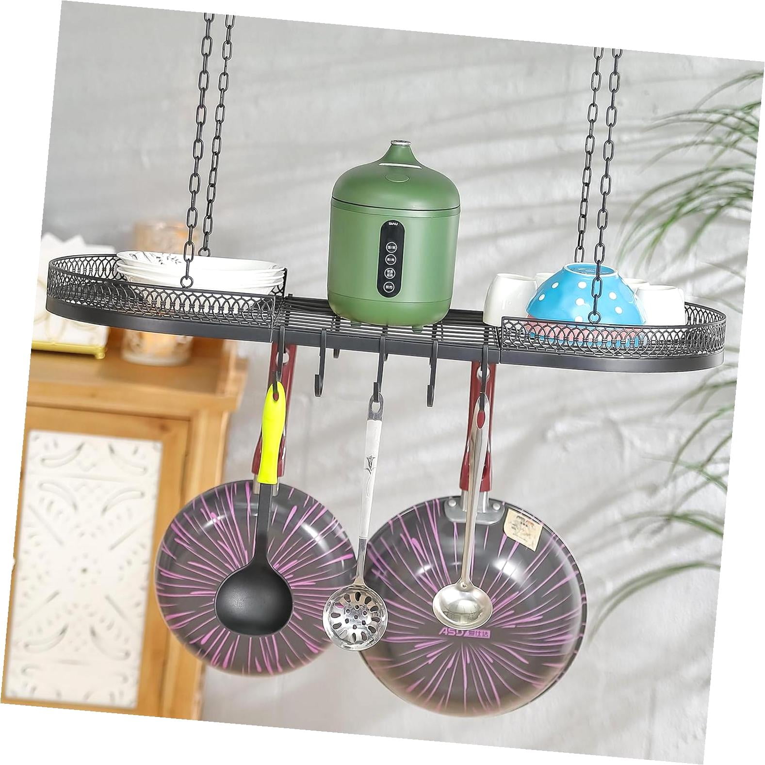 FREEAMG Metal 33-Inch Pot and Pan Ceiling Hanging Rack for Kitchen ...