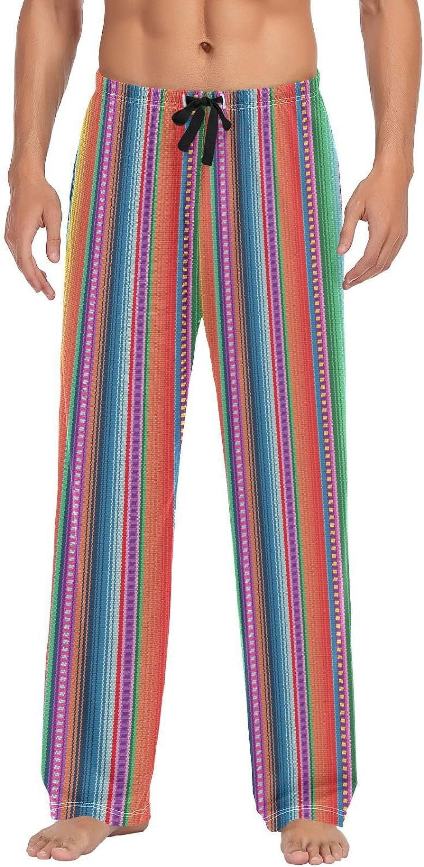 FREEAMG Mexican Serape Blanket Stripes Pajama Pants for Men, Men's ...