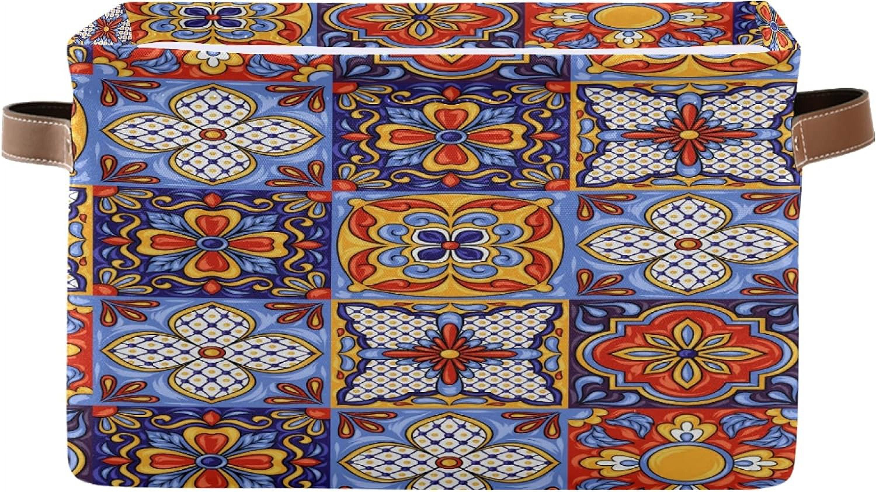 FREEAMG Mexican Talavera Ceramic Tile Storage Bin for Toy Storage ...