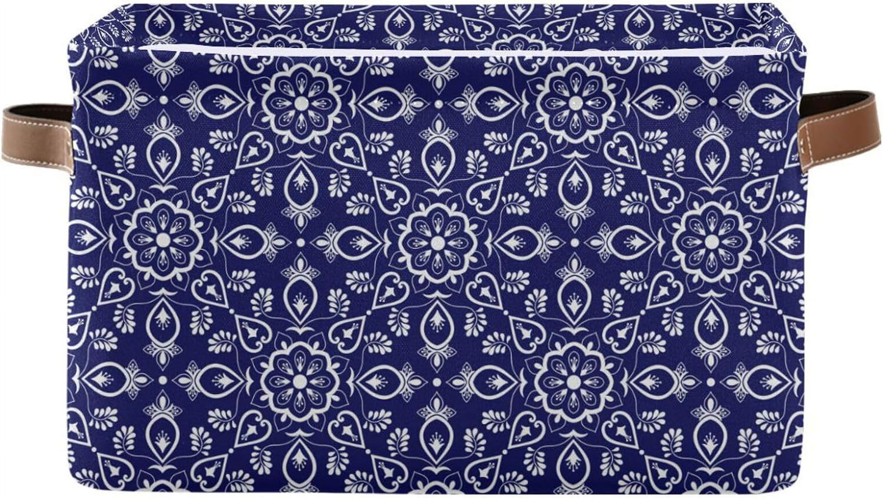 FREEAMG Mexican Talavera Foldable Canvas Storage Bin, Sturdy Fabric ...