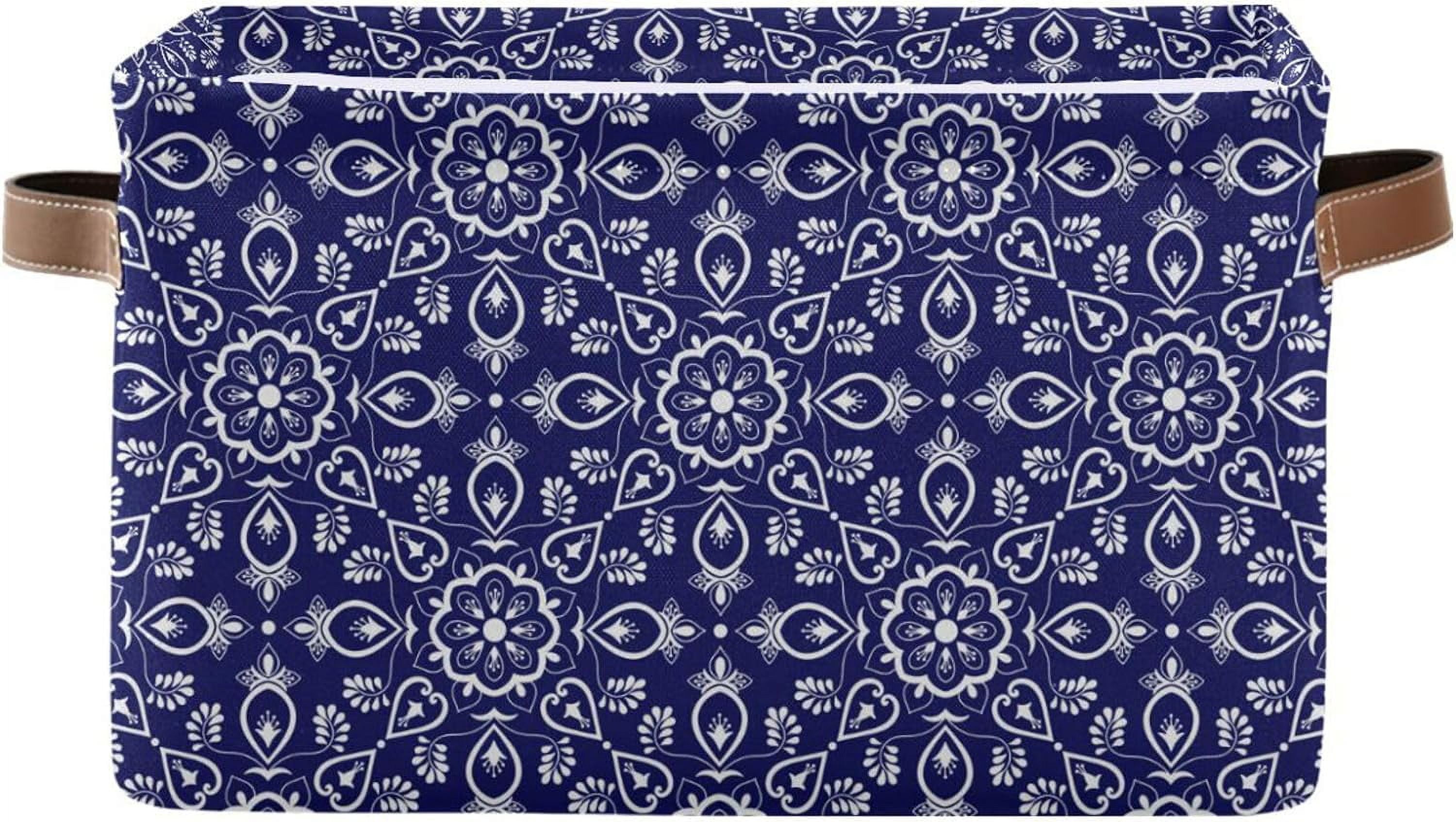 FREEAMG Mexican Talavera Foldable Canvas Storage Bin, Sturdy Fabric ...