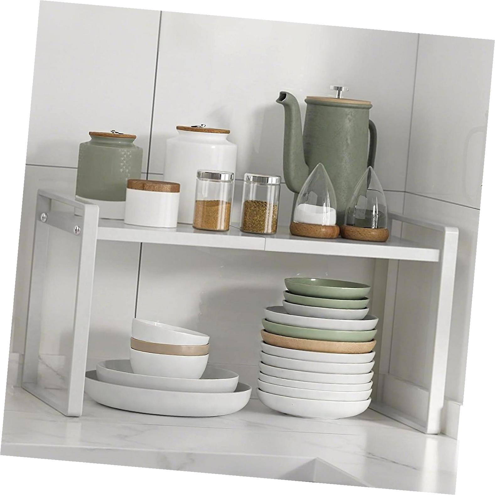 FREEAMG Microwave Shelf, Expandable Kitchen Organizer Applicable to ...