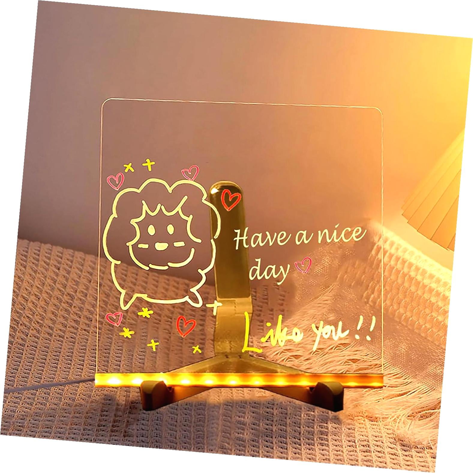 FREEAMG Mid-Sized Acrylic Illuminated Drawing Board with Stand, Glowing Memo Letter Message ...