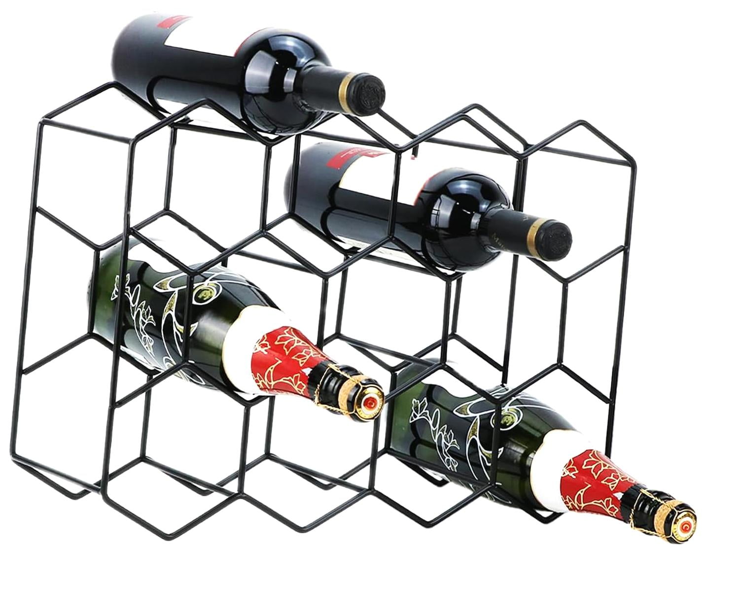 FREEAMG Modern Countertop Rack - 14 Bottle Freestanding Black Metal ...