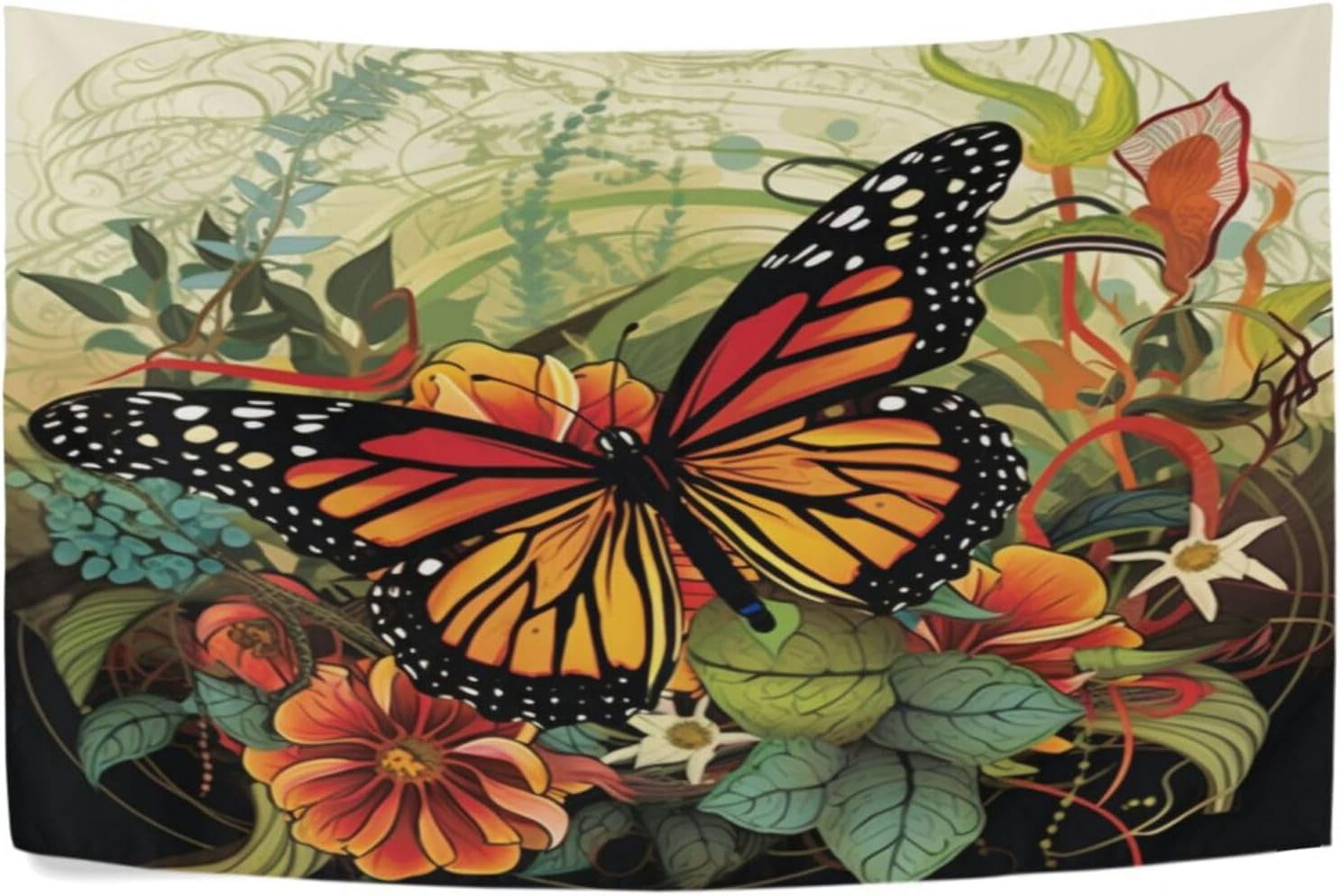 FREEAMG Monarch Butterfly Tapestry Hippie Wall Hanging Tapestries ...